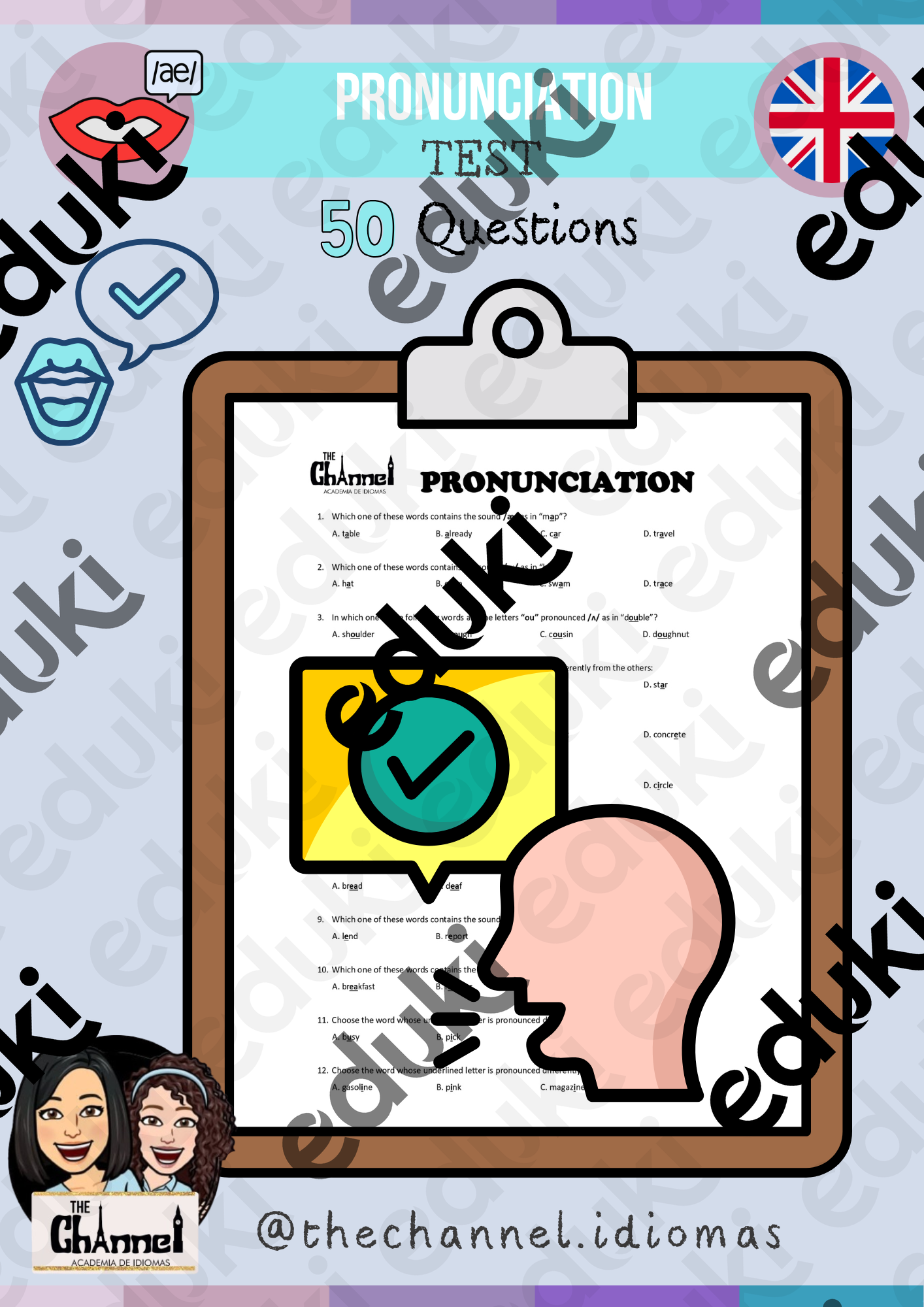 PRONUNCIATION TEST – 50 Questions (1) - Ressource pédagogique pour ton ...