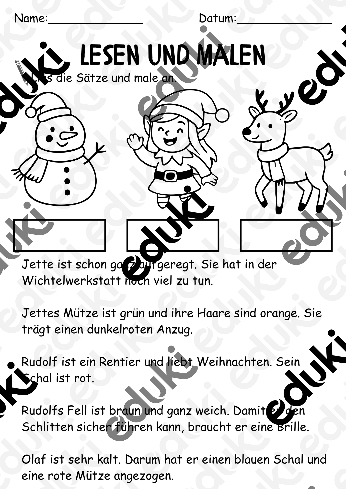 Lesen und Malen-Weihnachten – Unterrichtsmaterial im Fach Deutsch