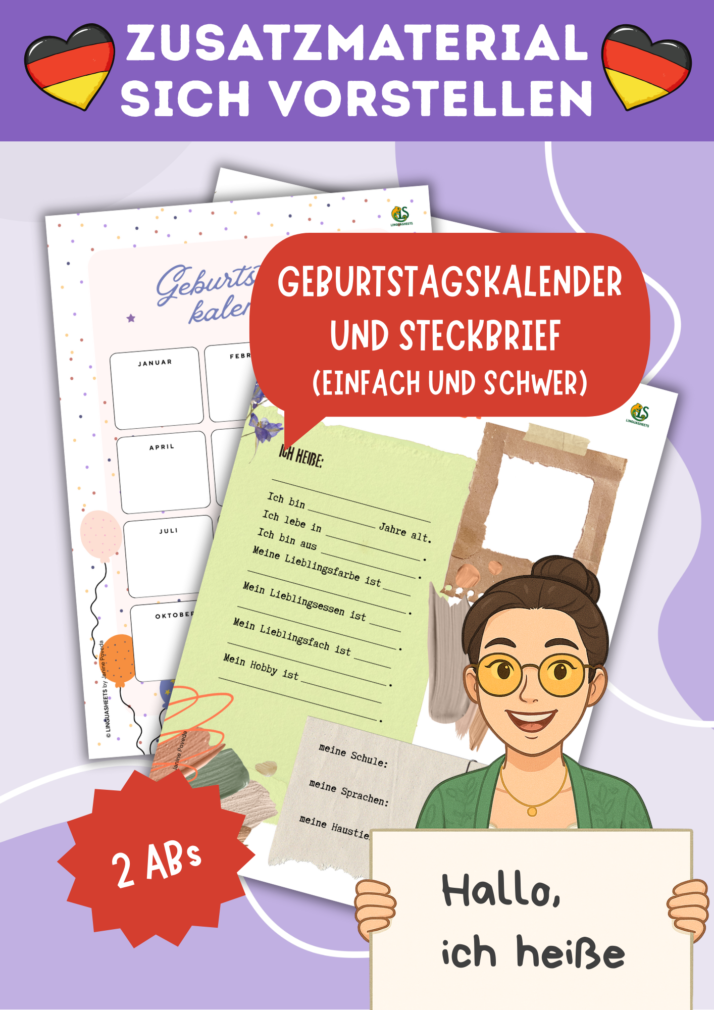 DAF/DAZ Zusatzmaterial - Steckbrief, Geburtstagskalender ...