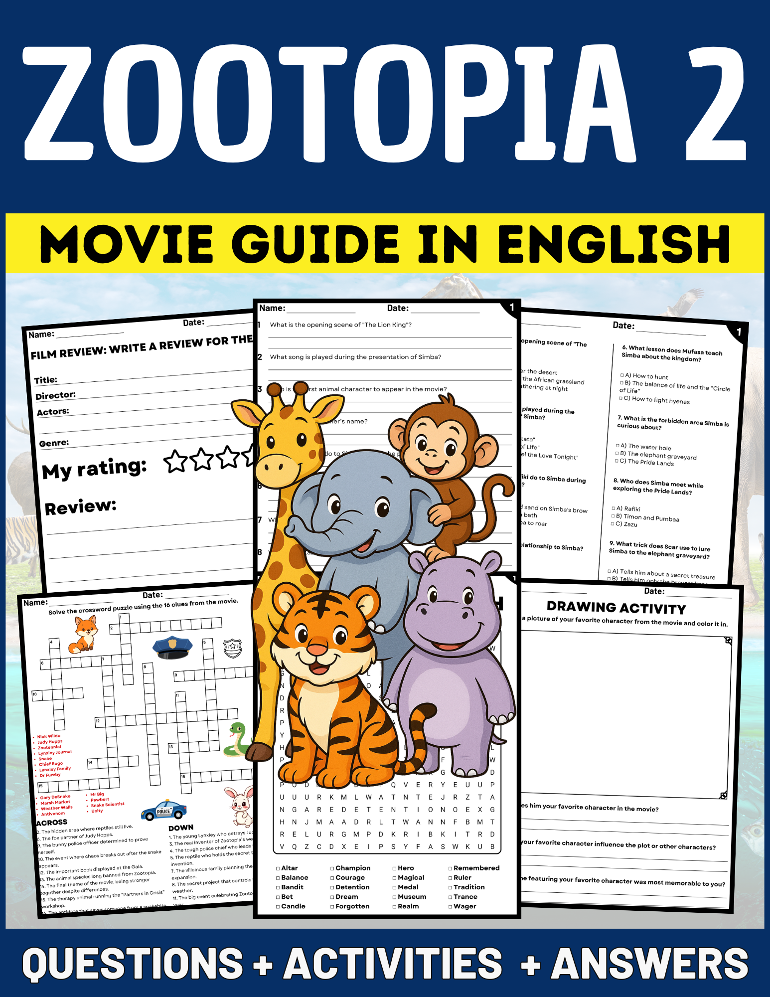Movie Guide: Zootopia 2 (2025) - Questions & Activities with Answers ...