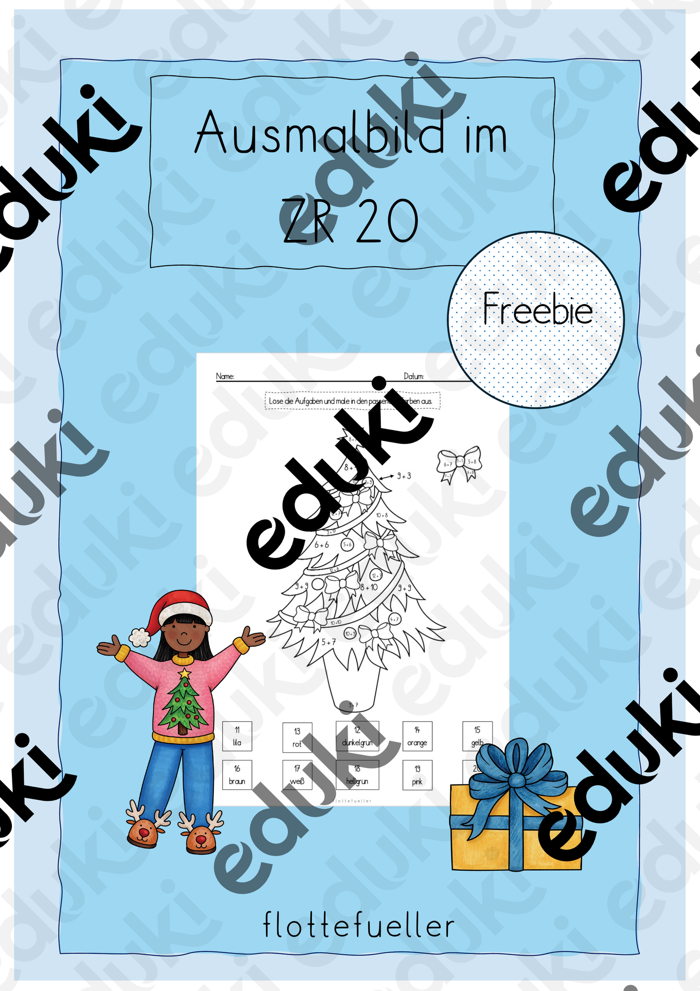 Ausmalbild: Addition ZR 20 (Weihnachten) – Unterrichtsmaterial im Fach ...