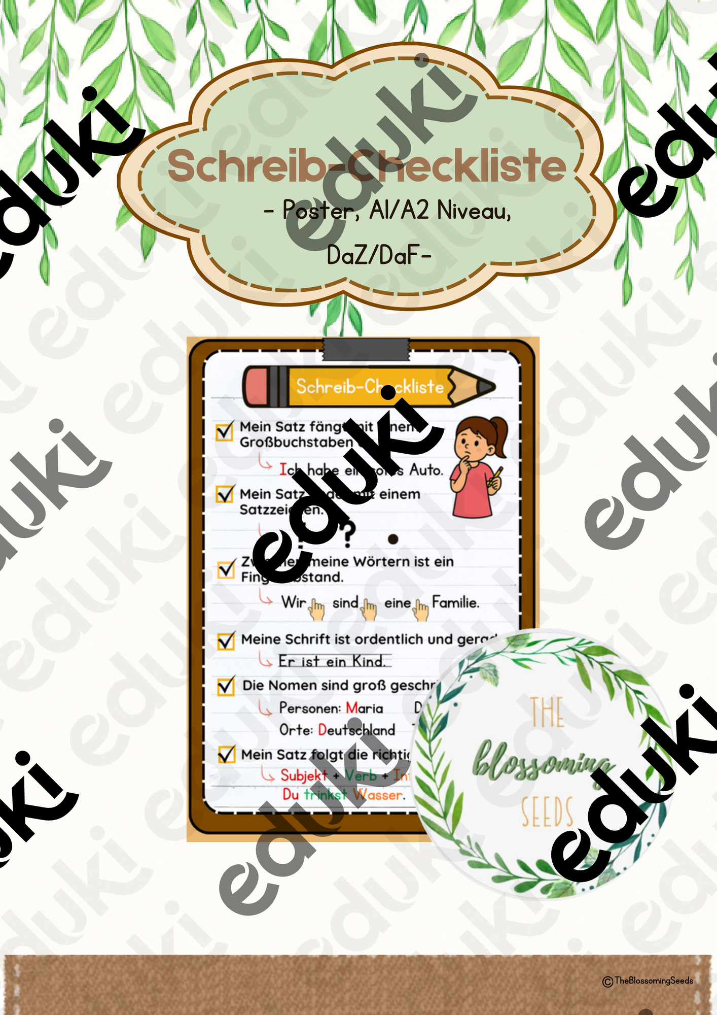 Schreib Checkliste/DaZ & DaF/A1-A2 – Unterrichtsmaterial im Fach DaZ/DaF