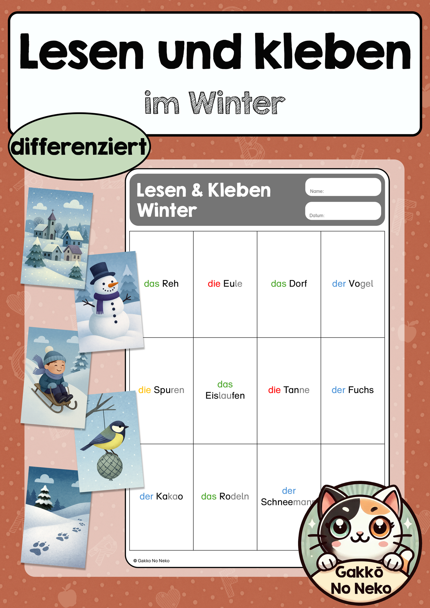 Lesen und Kleben im Winter (1. Klasse) – Unterrichtsmaterial im Fach ...