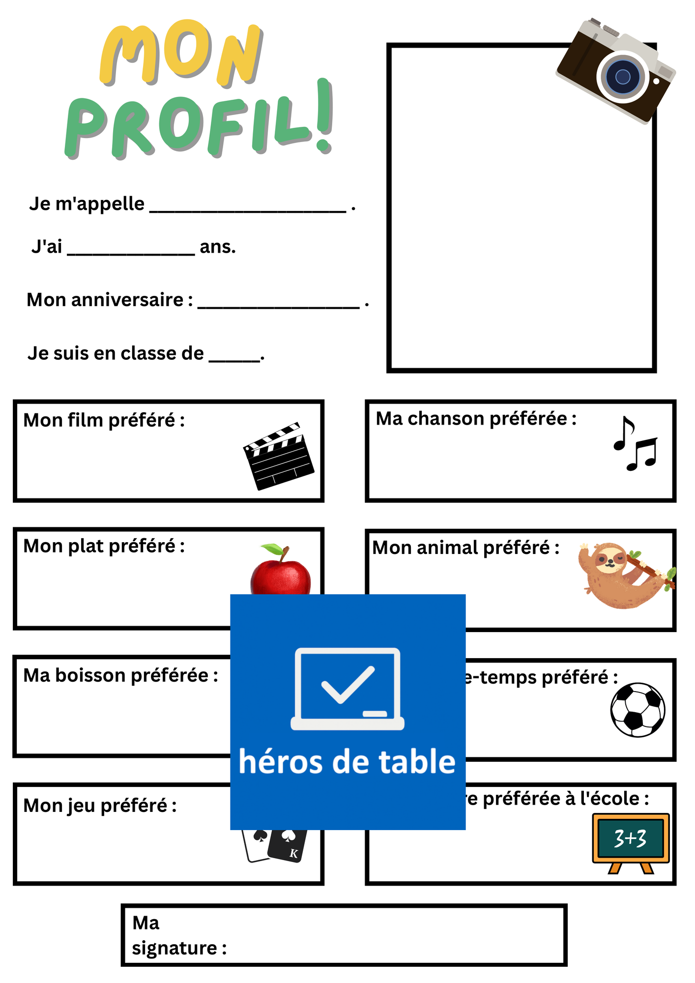 Mon Profil 🎨fiche de présentation ️ Steckbrief französisch ...