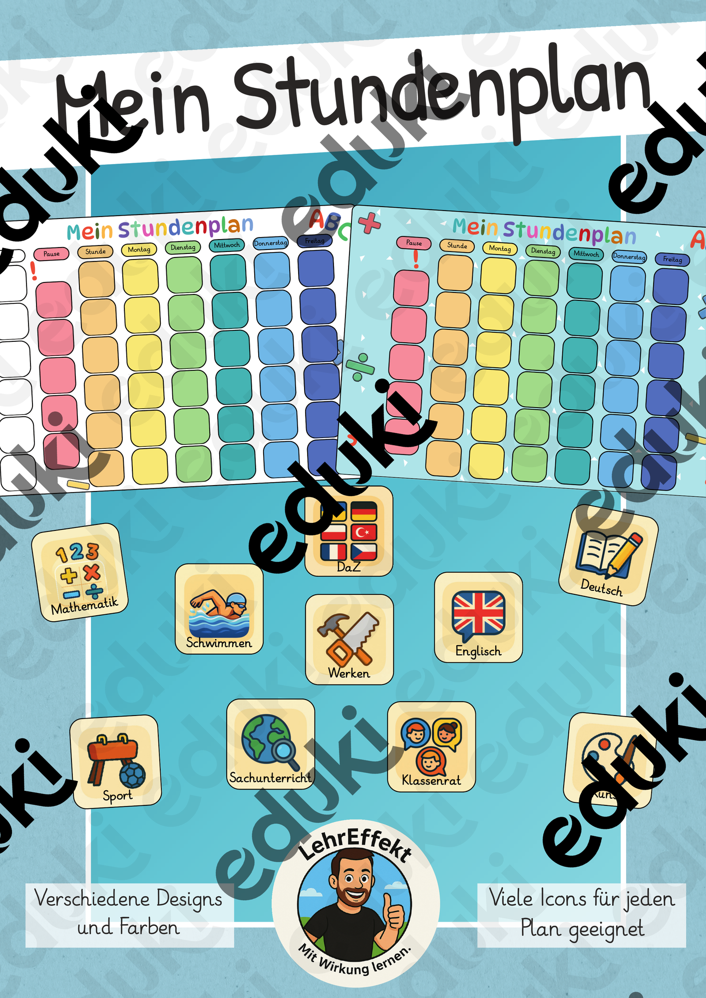 Mein Stundenplan - mit Stunden-Icons zum kleben – Unterrichtsmaterial ...