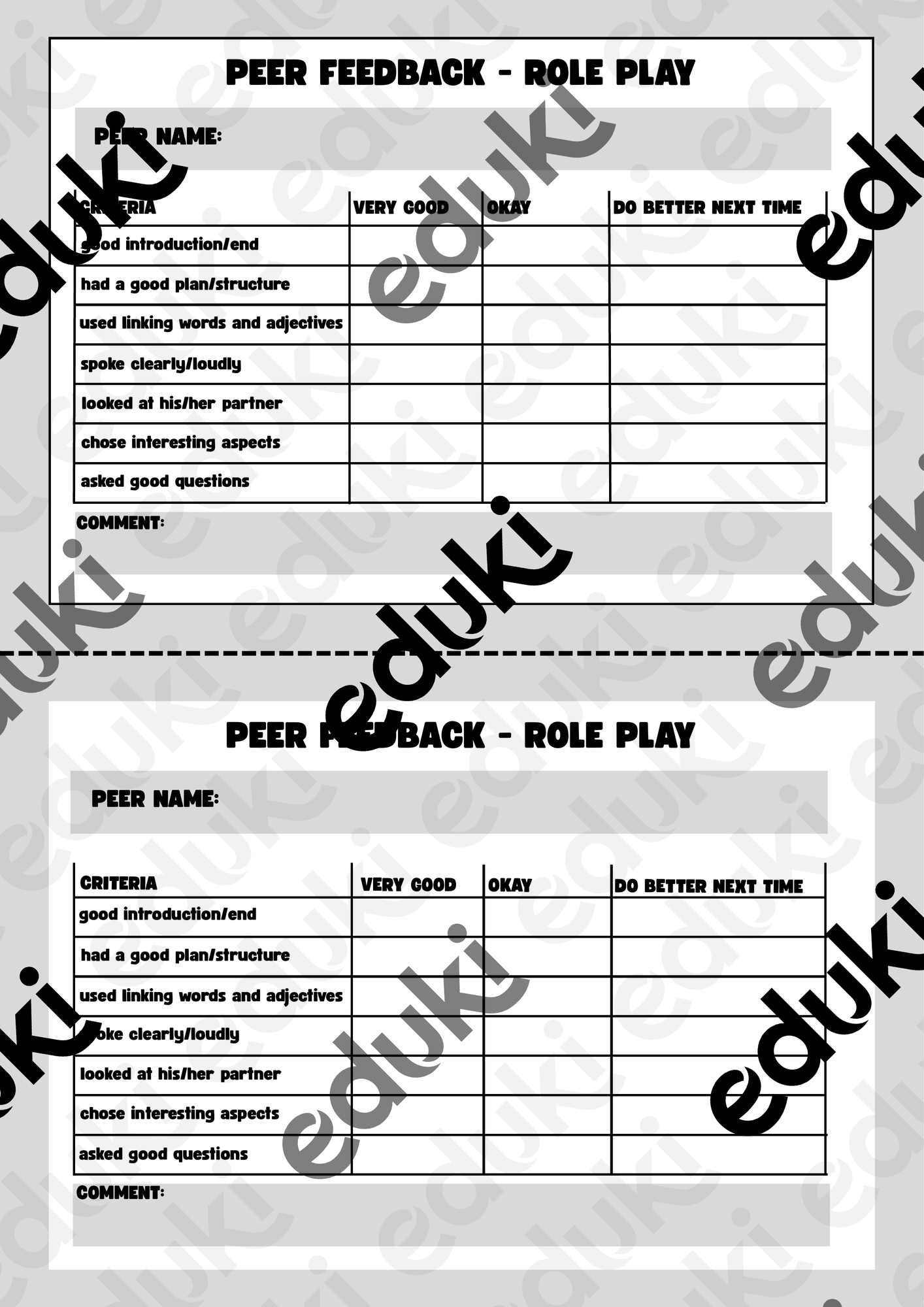 Feedback Role Play – Unterrichtsmaterial im Fach Englisch