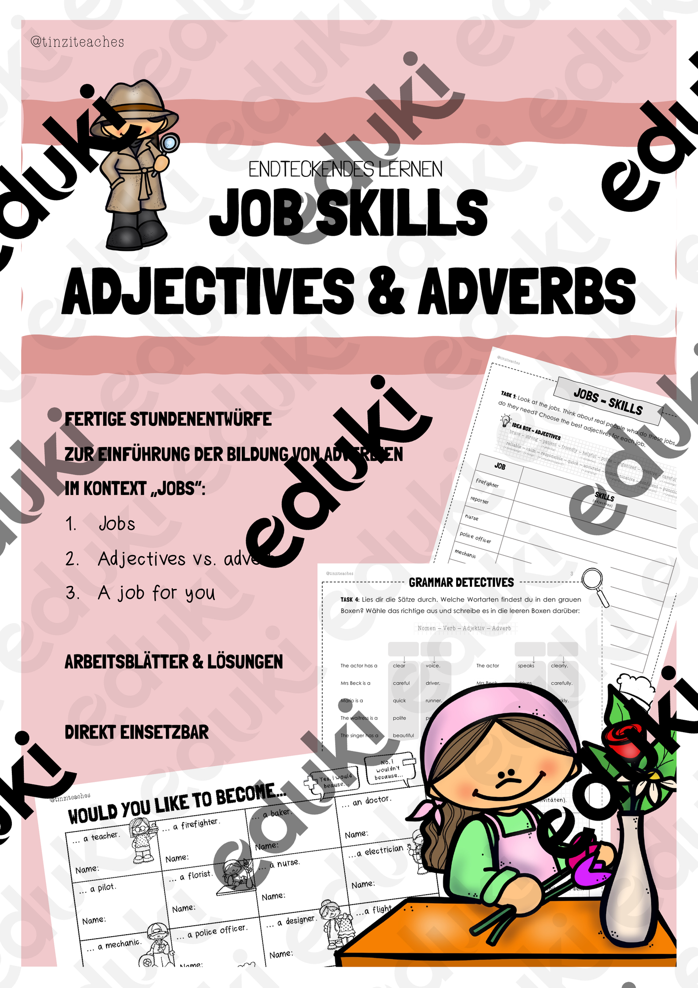 JOB SKILLS : Adjectives vs. Adverbs – Unterrichtsmaterial im Fach Englisch