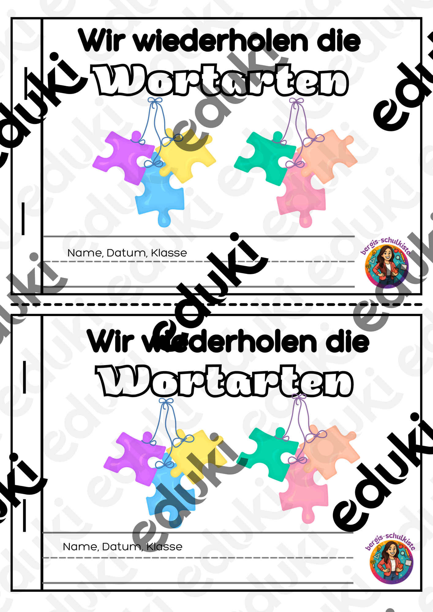 German: Mini-Book: Wir wiederholen Wortarten - material de la siguiente ...