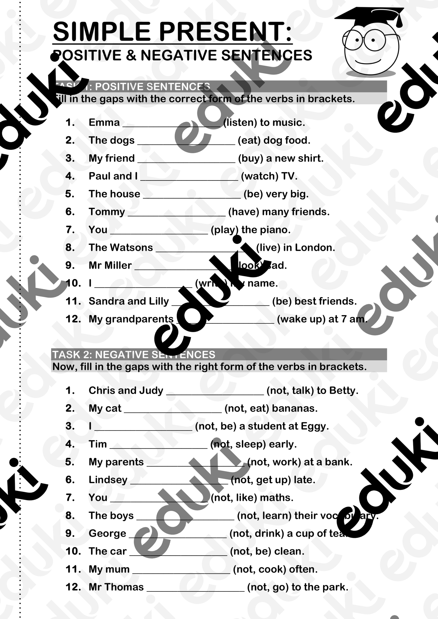 Simple Present - positive and negative sentences – Unterrichtsmaterial ...