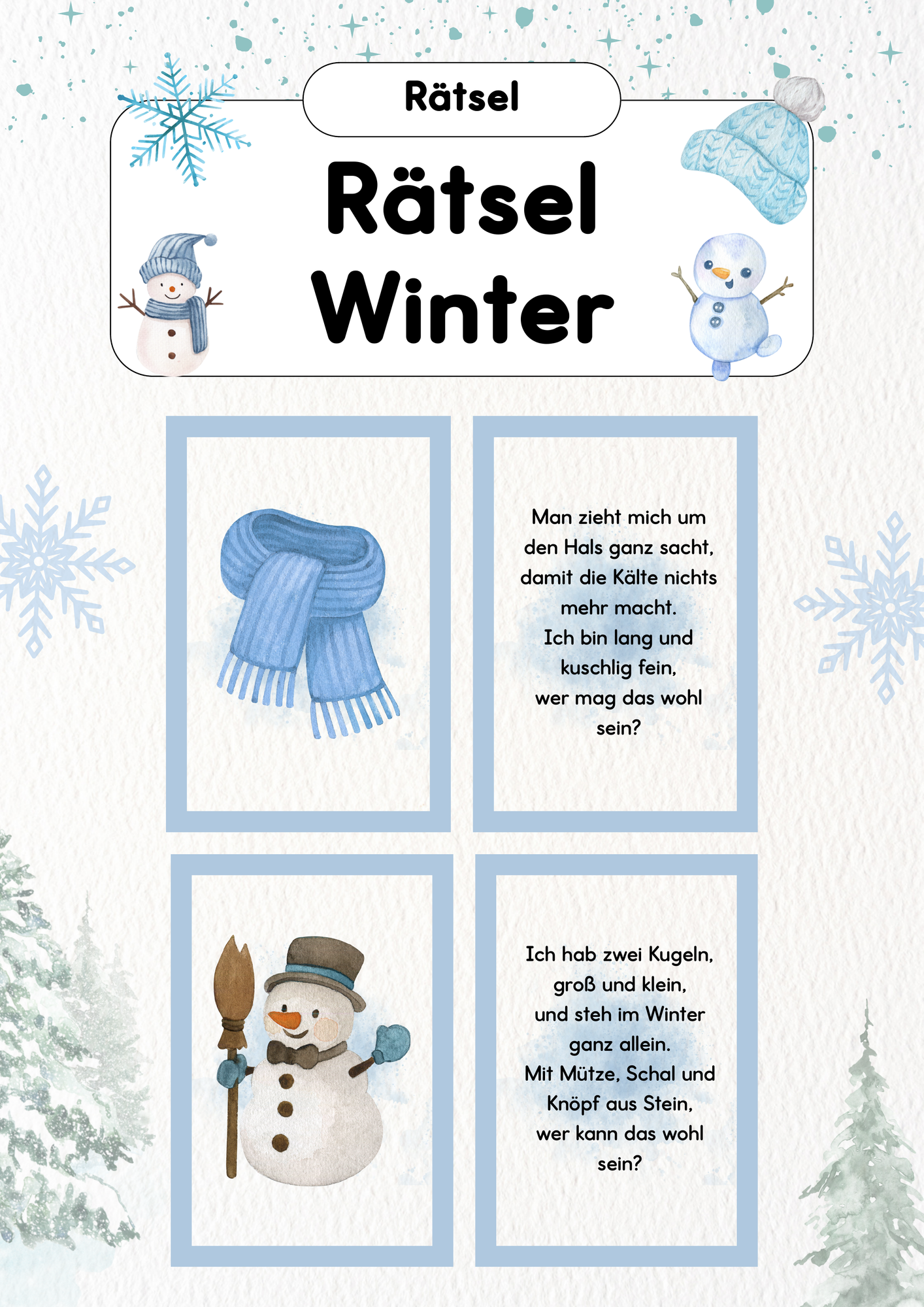 Rätsel raten Winter | Rätsel Winter – Unterrichtsmaterial im Fach Kita