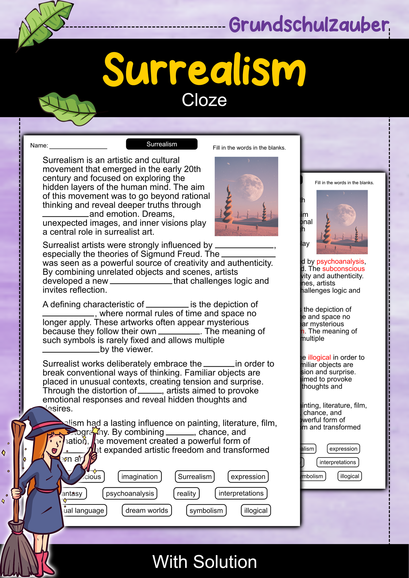 Surrealism | Cloze Text Art Movement | Art History | Art | English ...