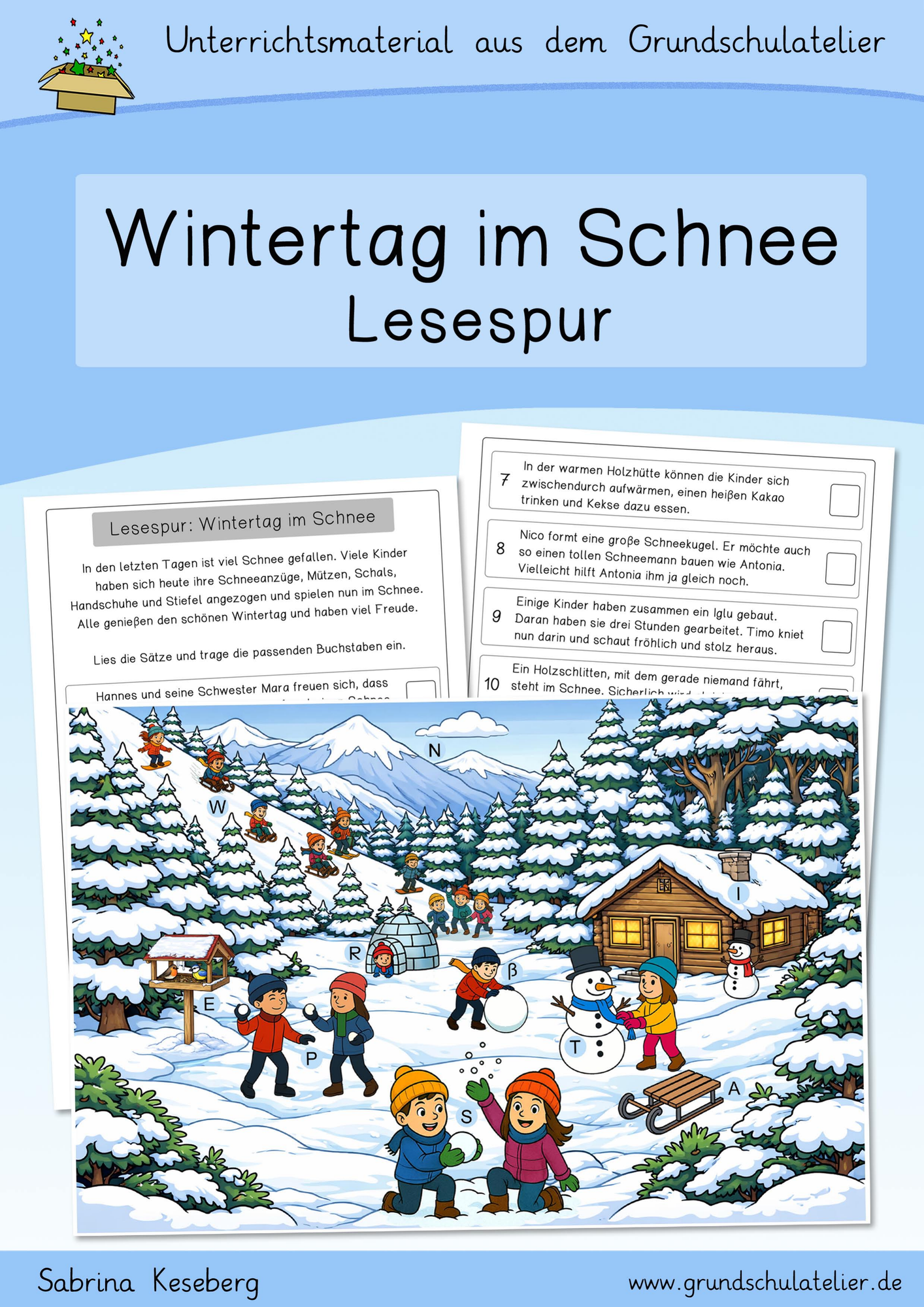 Lesespur: Wintertag im Schnee (Leseverständnis, Wimmelbild ...