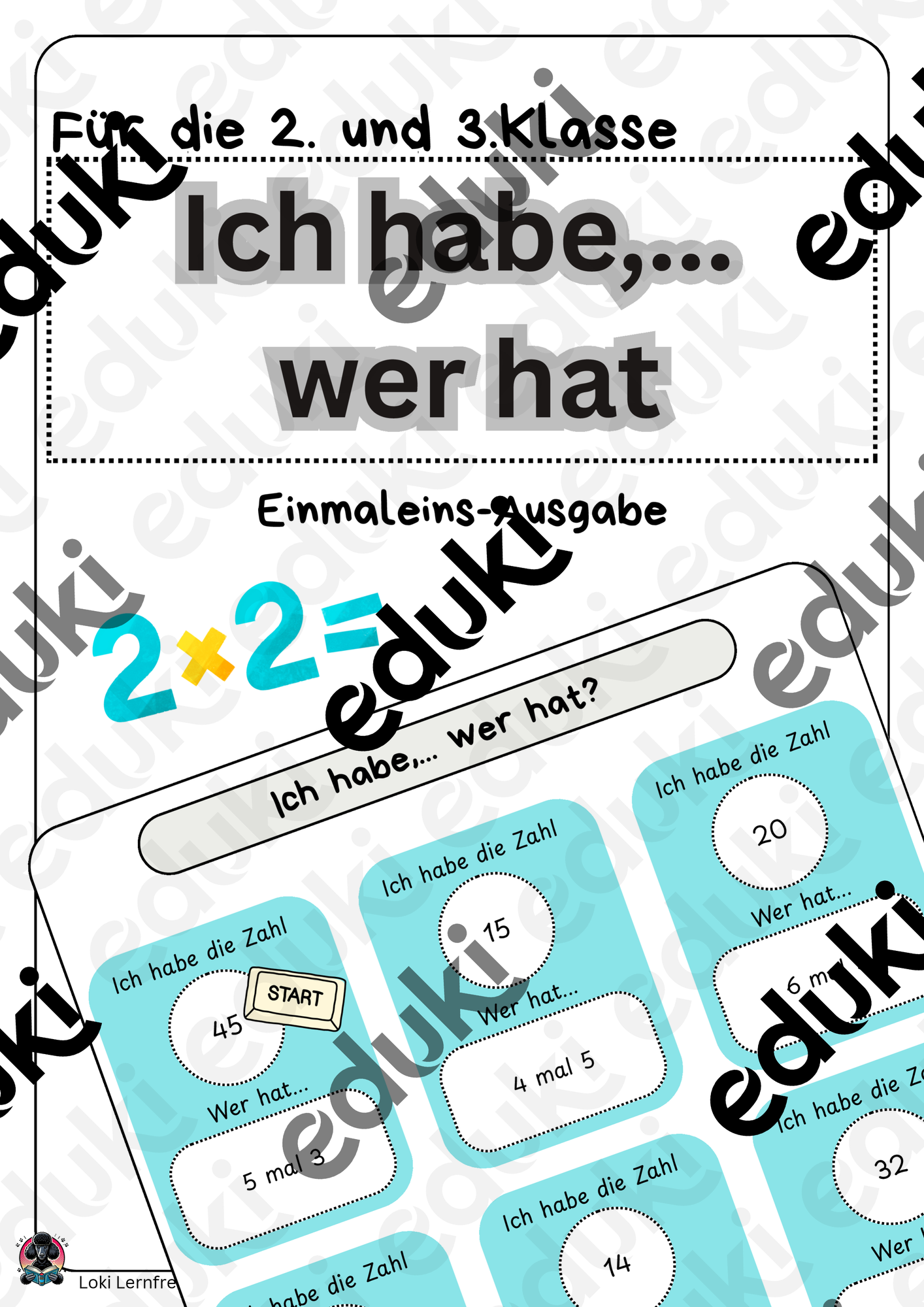 Ich habe, wer hat ? Mathematikspiel im Zahlenraum bis 100 - Einmaleins ...