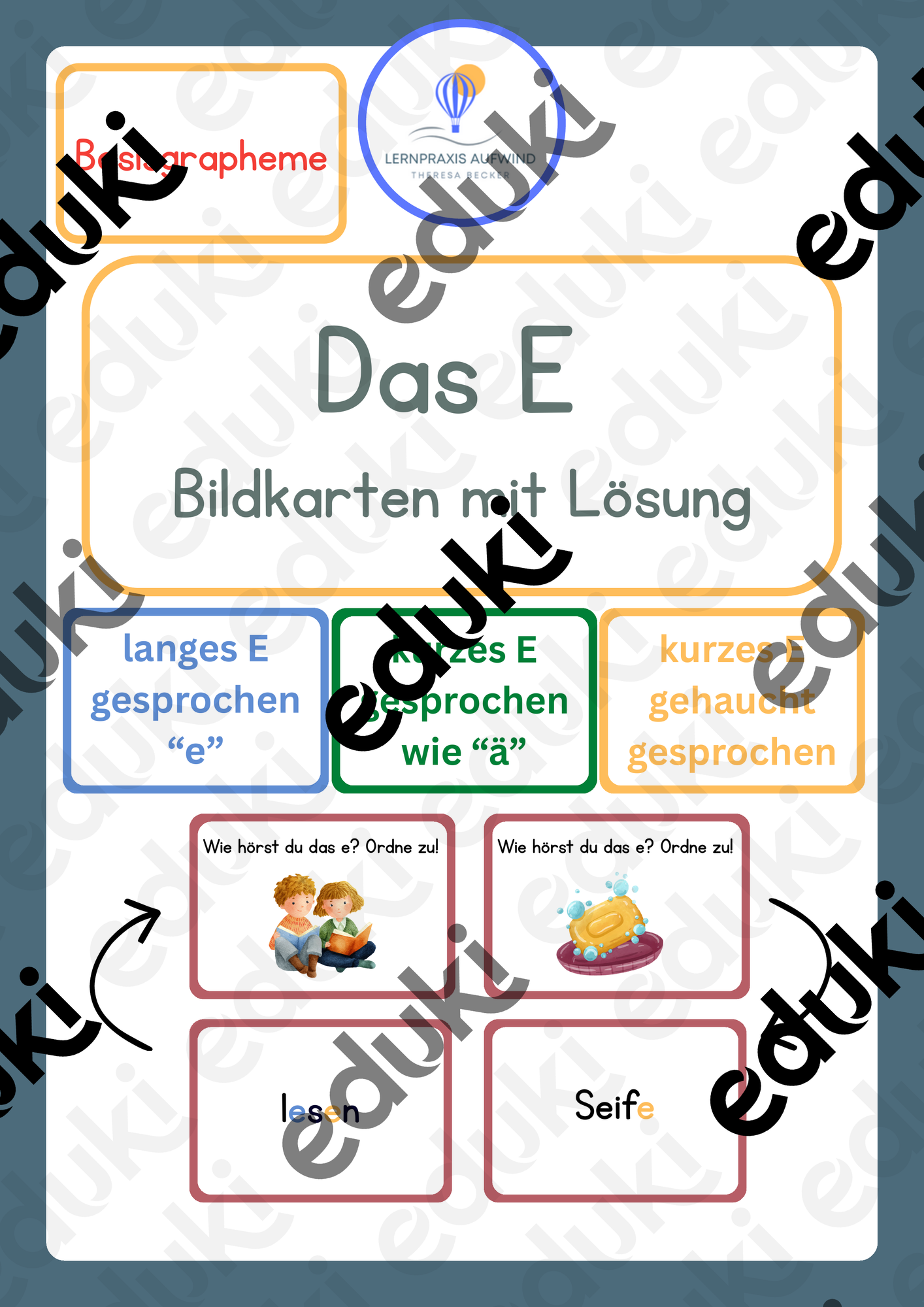 E-Laute - Bildkarten mit Lösung – Unterrichtsmaterial im Fach Deutsch