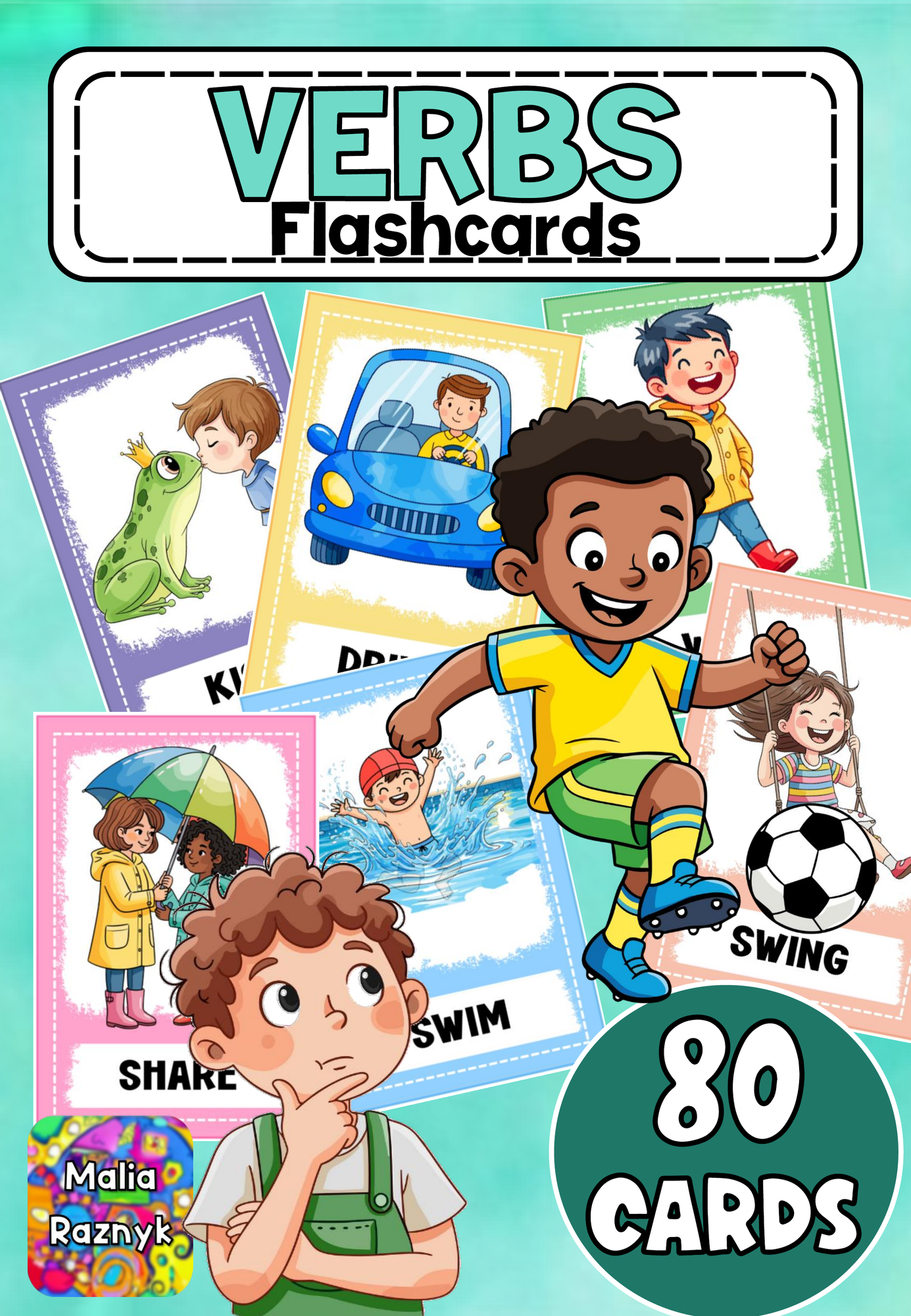 80 Verbs Flashcards for ESL | Action Verb Vocabulary Cards for Kids ...