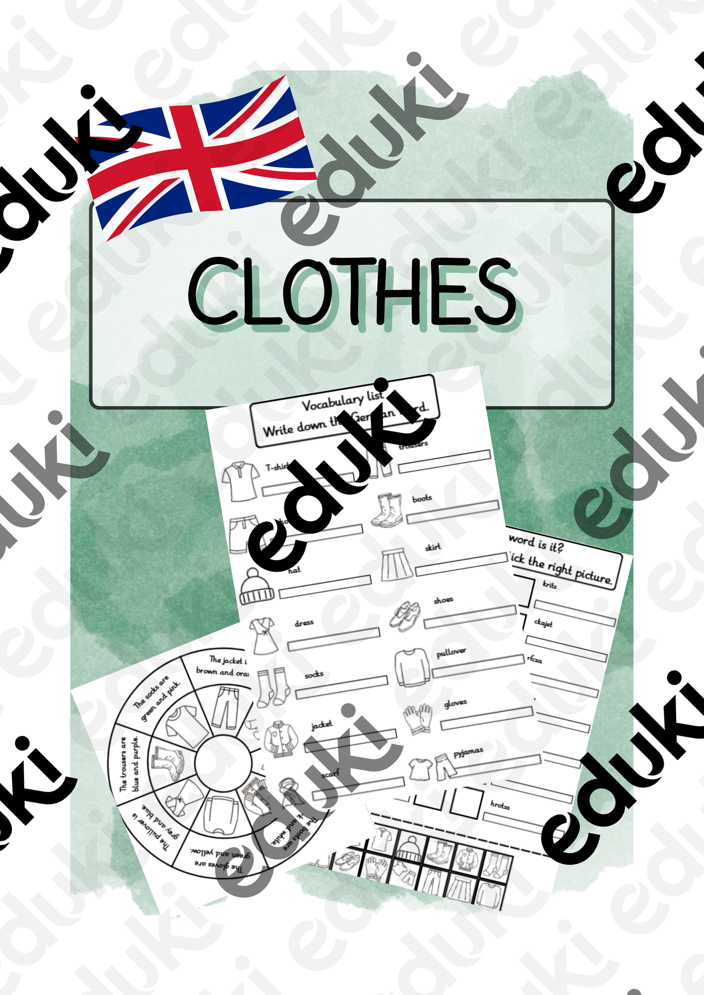 English: clothes (4 worksheets & vocabulary list) – Unterrichtsmaterial ...