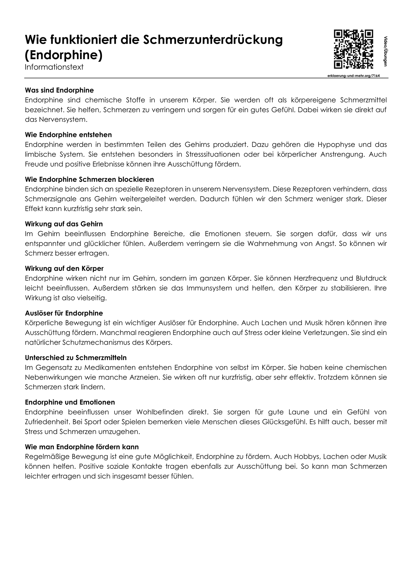 Wie funktioniert die Schmerzunterdrückung (Endorphine ...
