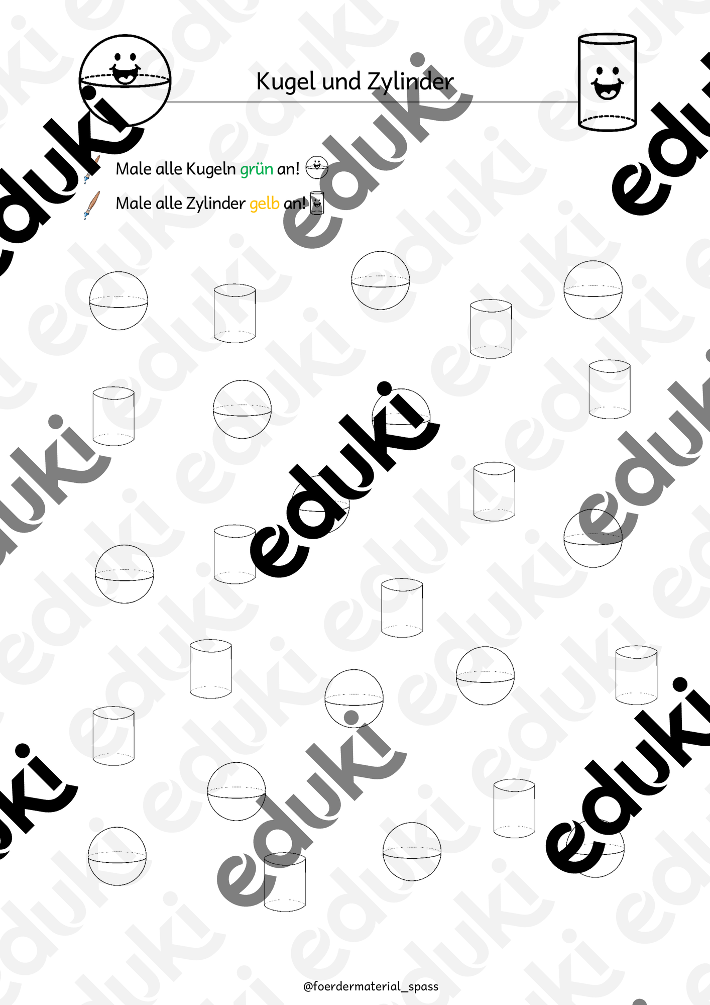Kugel - Zylinder - Arbeitsblätter – Unterrichtsmaterial im Fach Mathematik