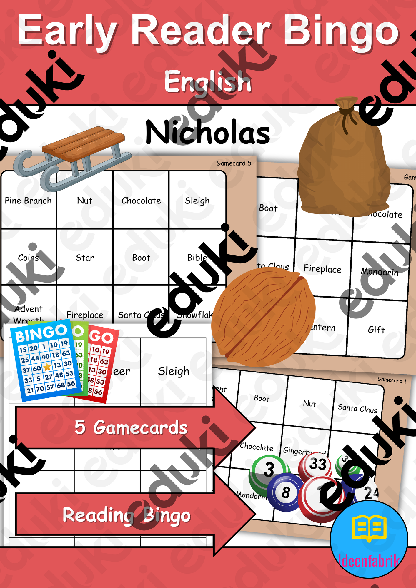 Erstleser Bingo / First Reader Bingo - Nikolaus / Nicholas / Police ...