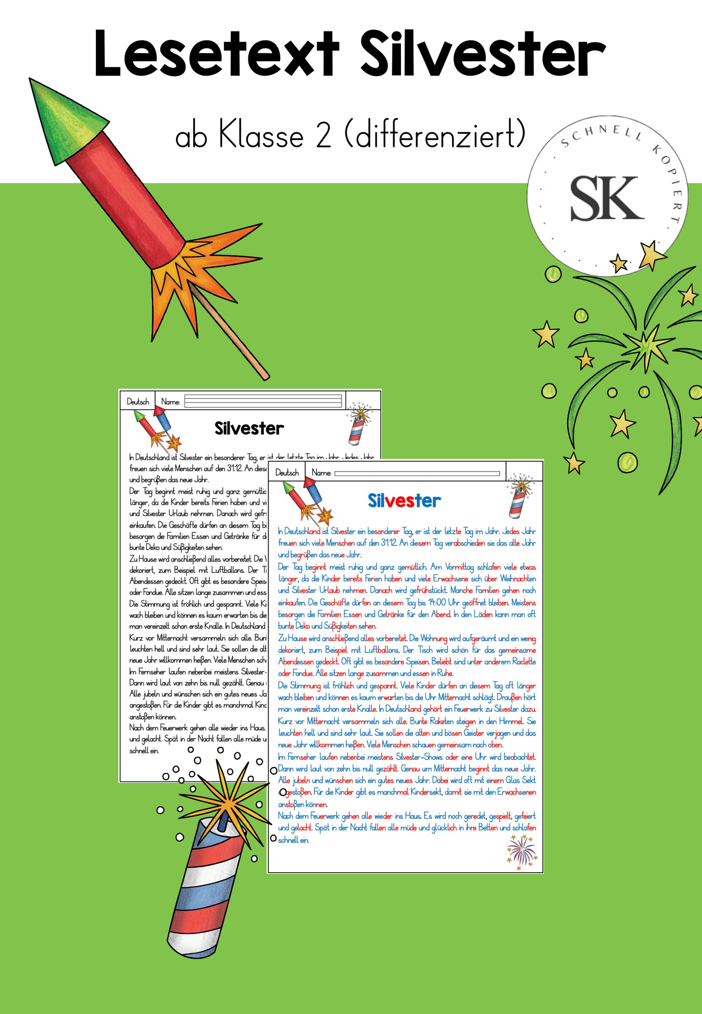 Lesetext Silvester – Unterrichtsmaterial im Fach Deutsch