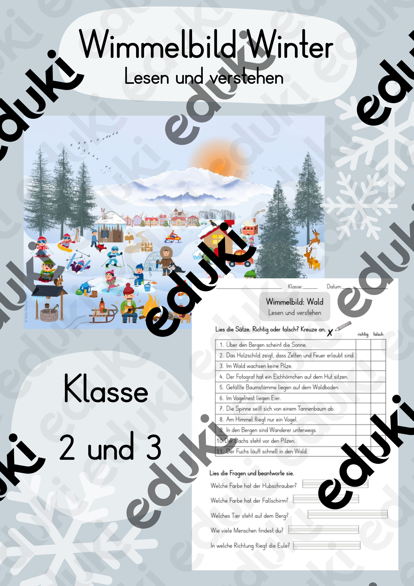 Wimmelbild Winter: lesen und verstehen – Unterrichtsmaterial im Fach ...