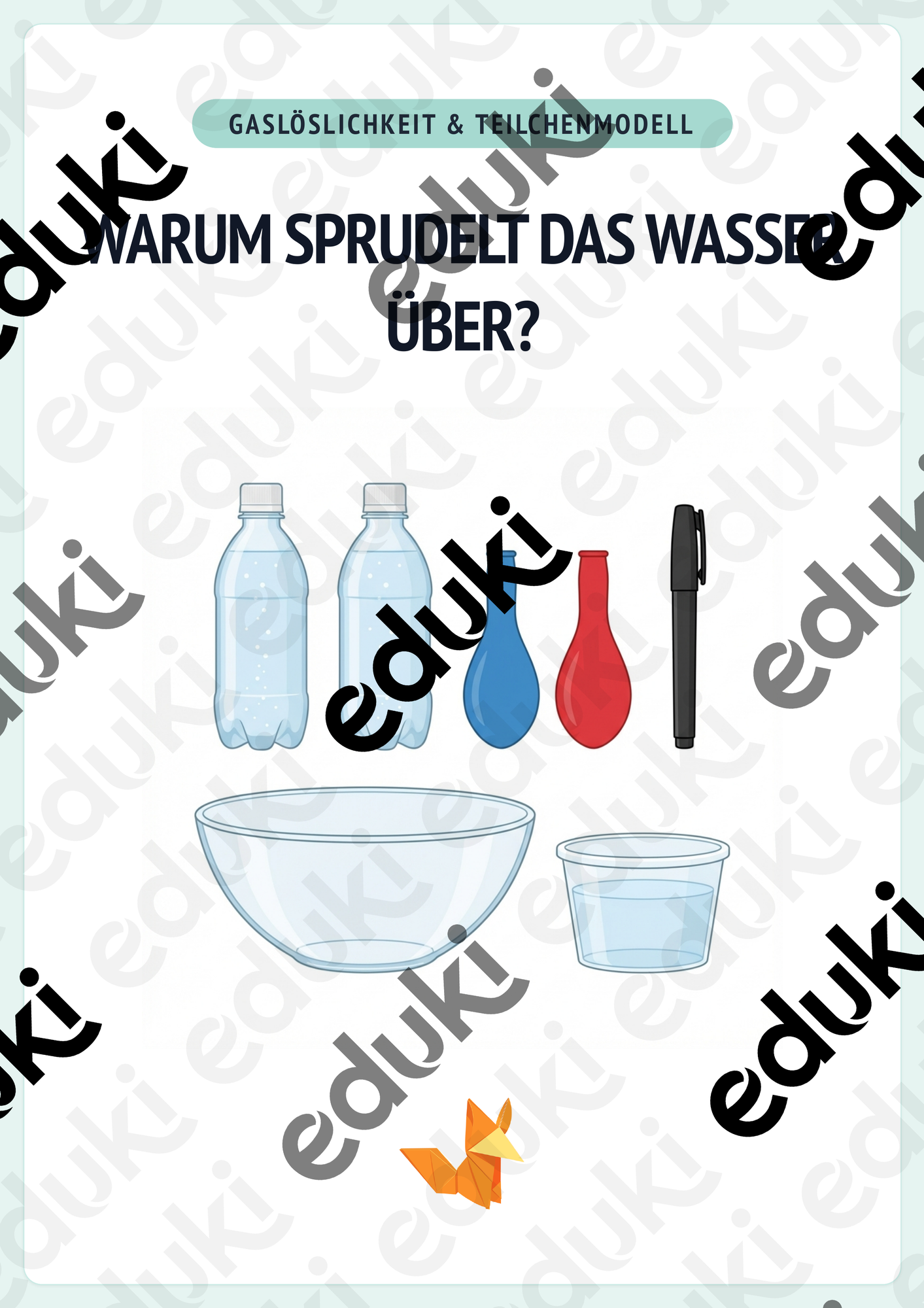Kohlensäure und Sprudelwasser schütteln - Experiment und Arbeitsblätter ...