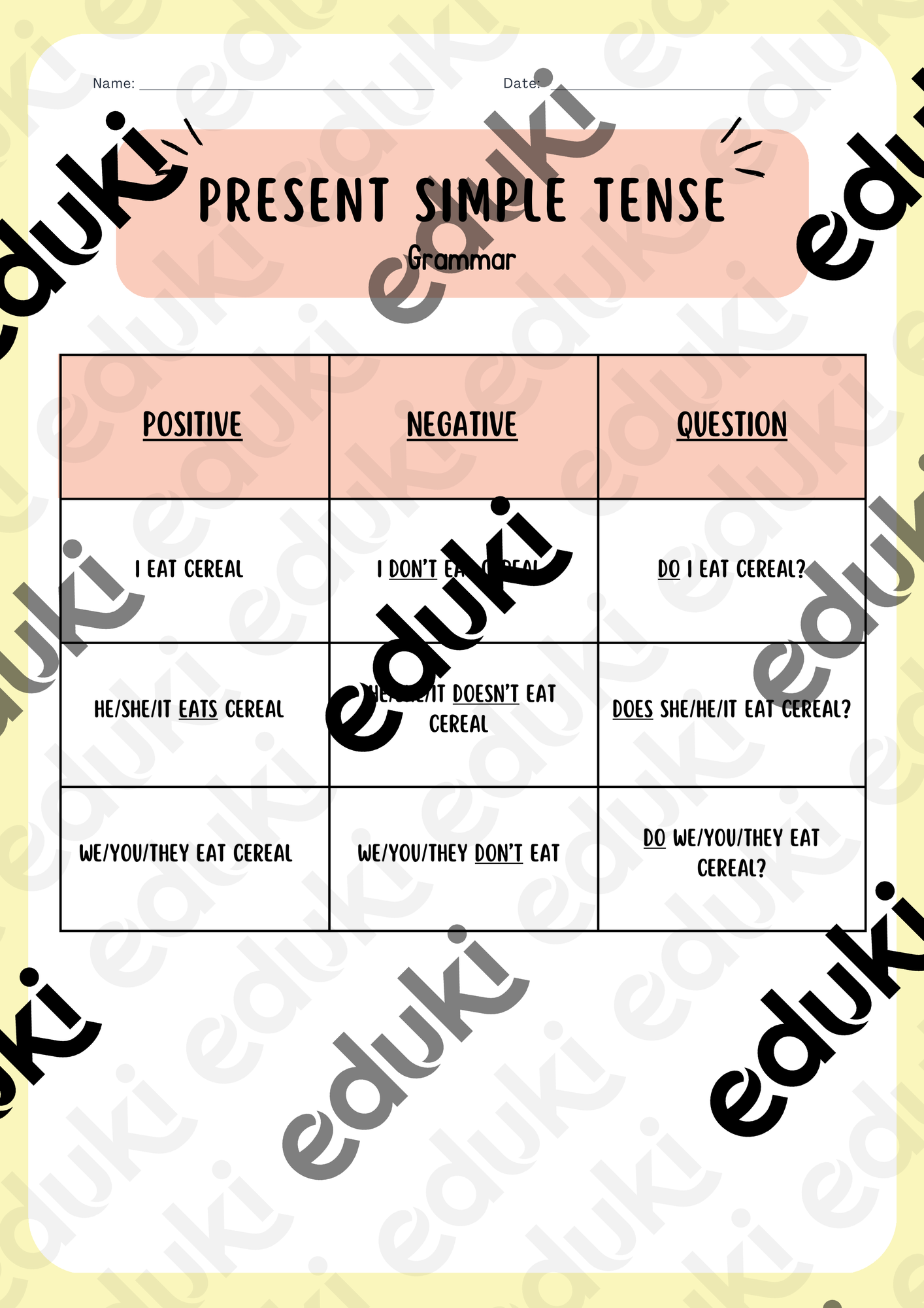 English Present Simple Tense Worksheets – Unterrichtsmaterial im Fach ...