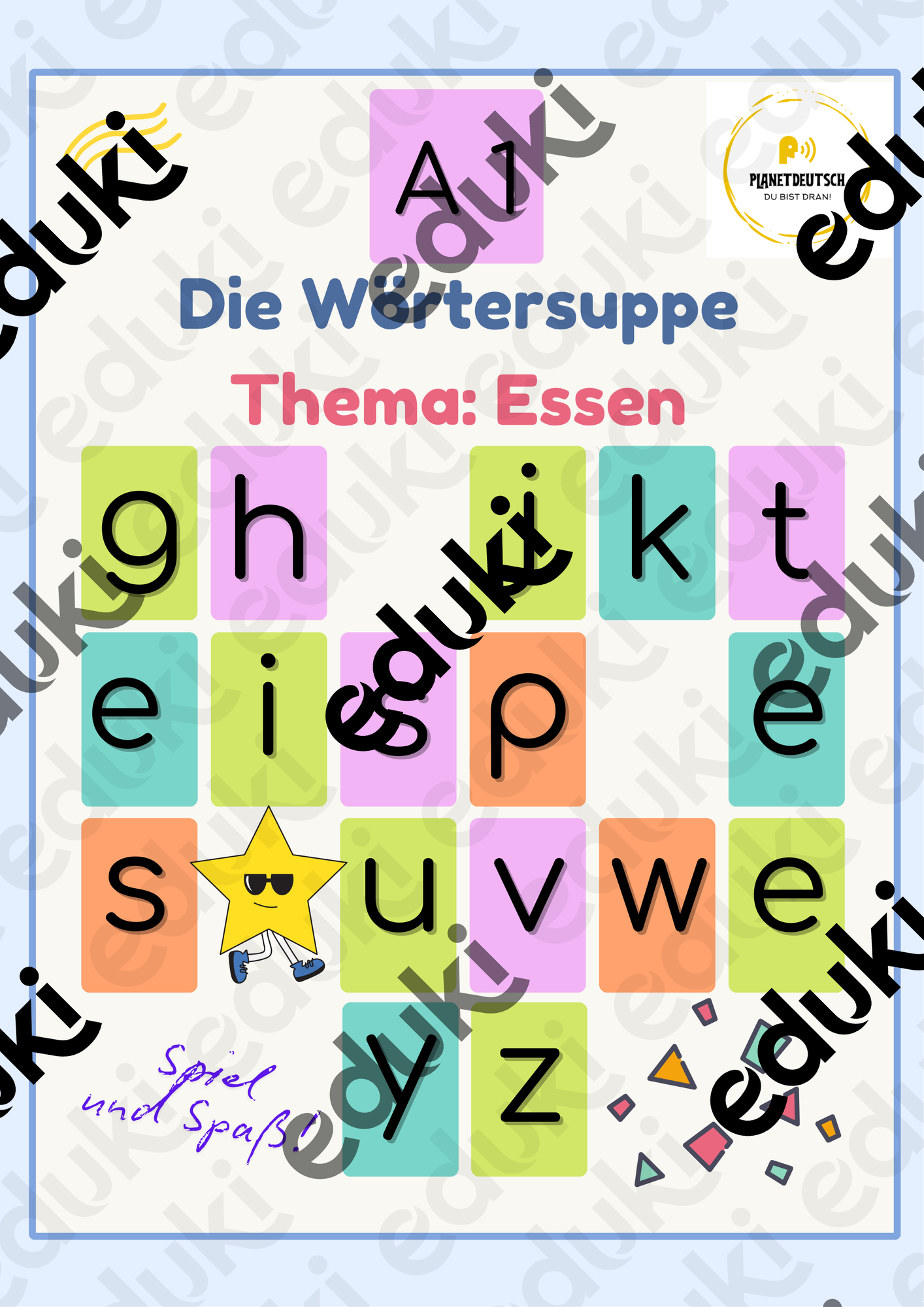 A1 Wörtersuppe Essen Finde die Wörter – Unterrichtsmaterial im Fach DaZ/DaF