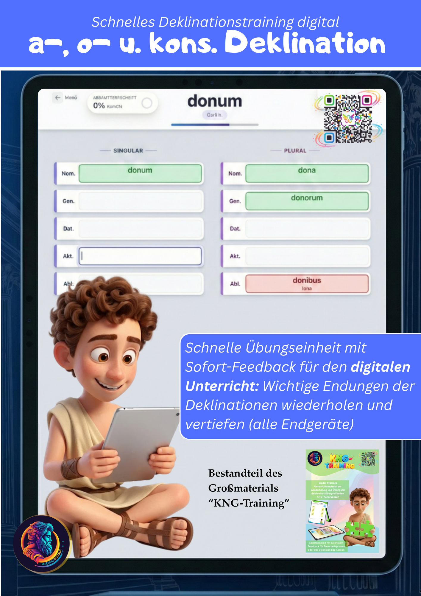 Digitaler Endungstrainer: a-Deklination, o-Deklination, kons ...