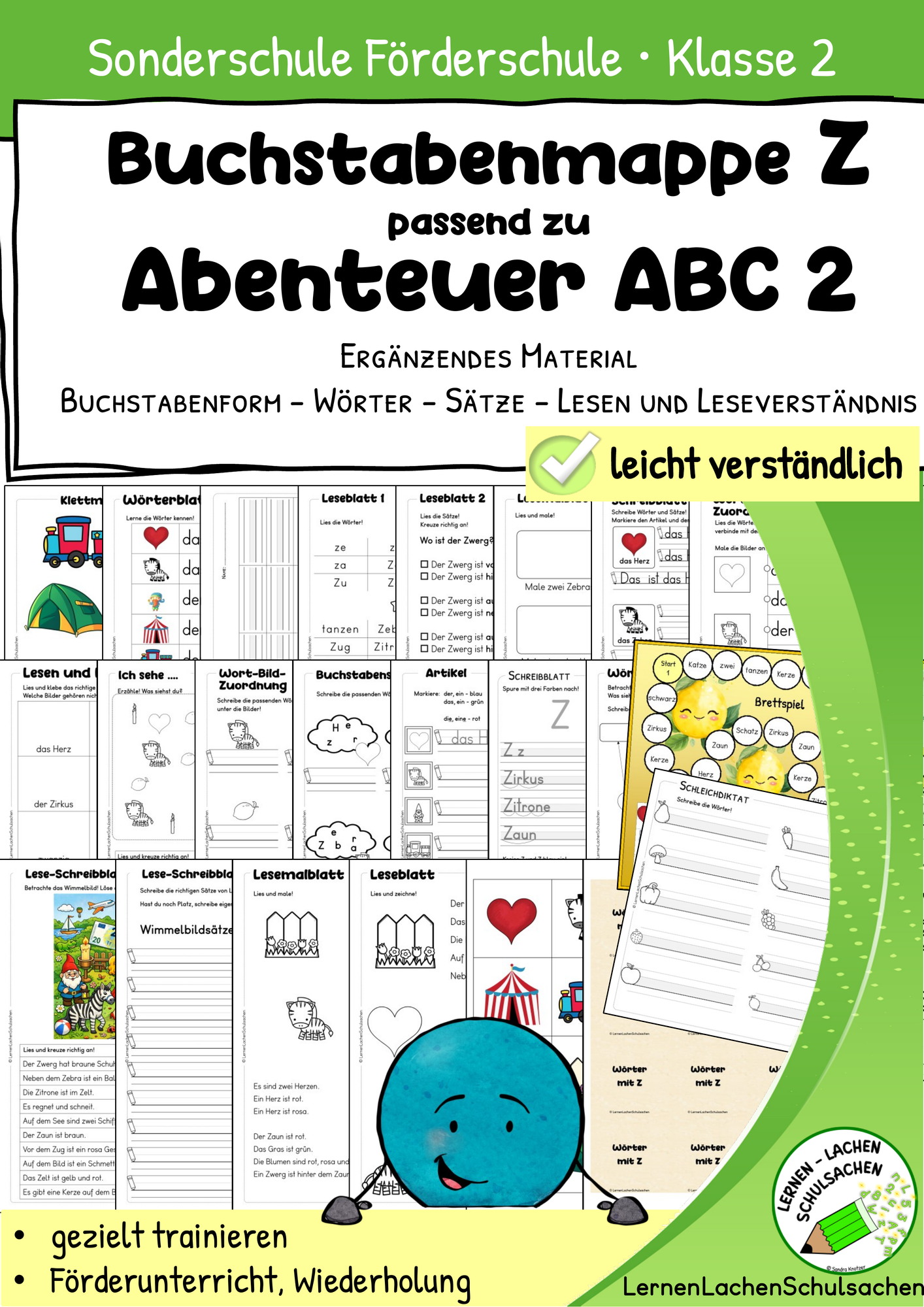 Wörter mit Z - Übungen, Arbeitsblätter, passend zu "Abenteuer ABC 2 ...