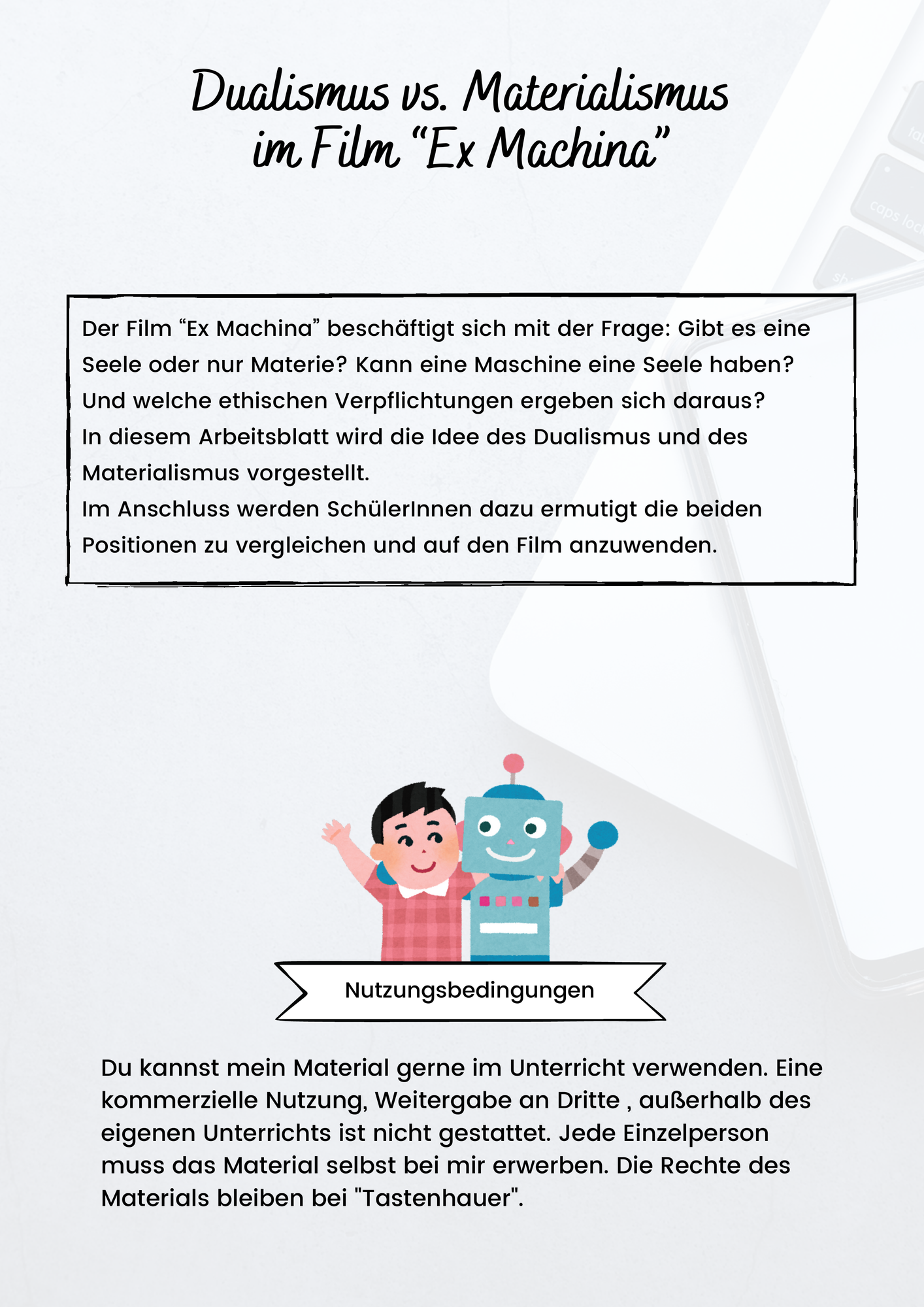 Dualismus vs. Materialismus im Film "ExMachina" – Unterrichtsmaterial ...