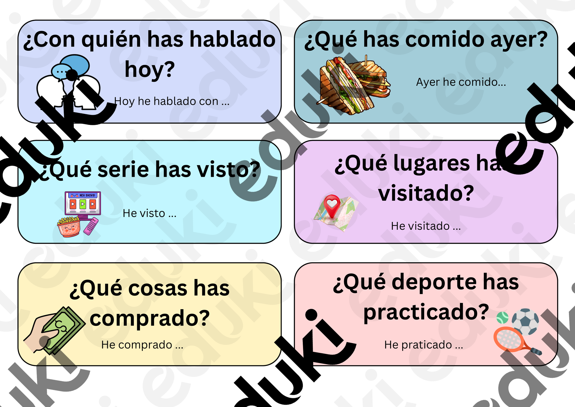 anda y habla: pretérito perfecto (calentamiento) – Unterrichtsmaterial ...