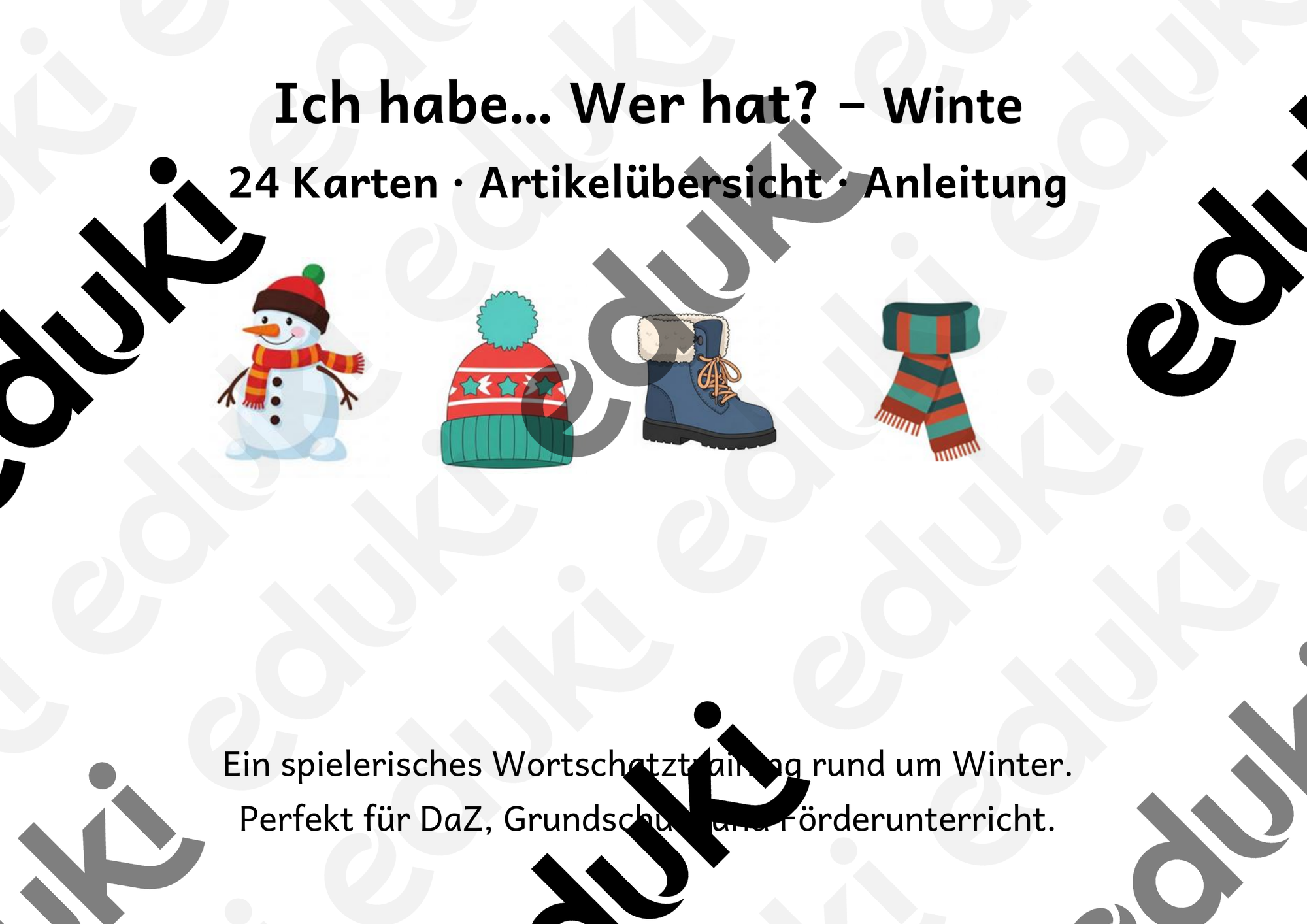 Ich habe… Wer hat? – Winter Wortschatz & Artikel üben (DaZ ...