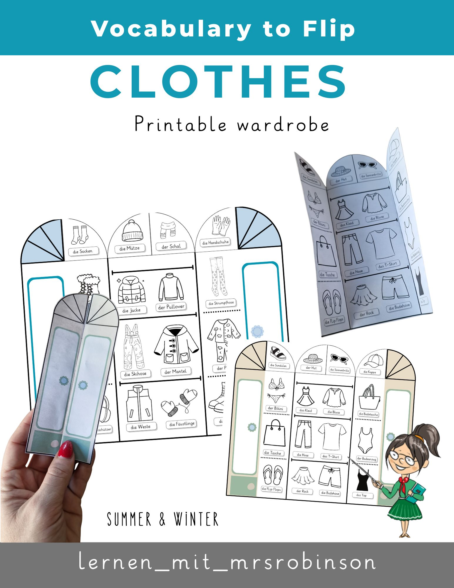 Clothes Vocabulary ESL – Printable Wardrobe | Summer & Winter ...