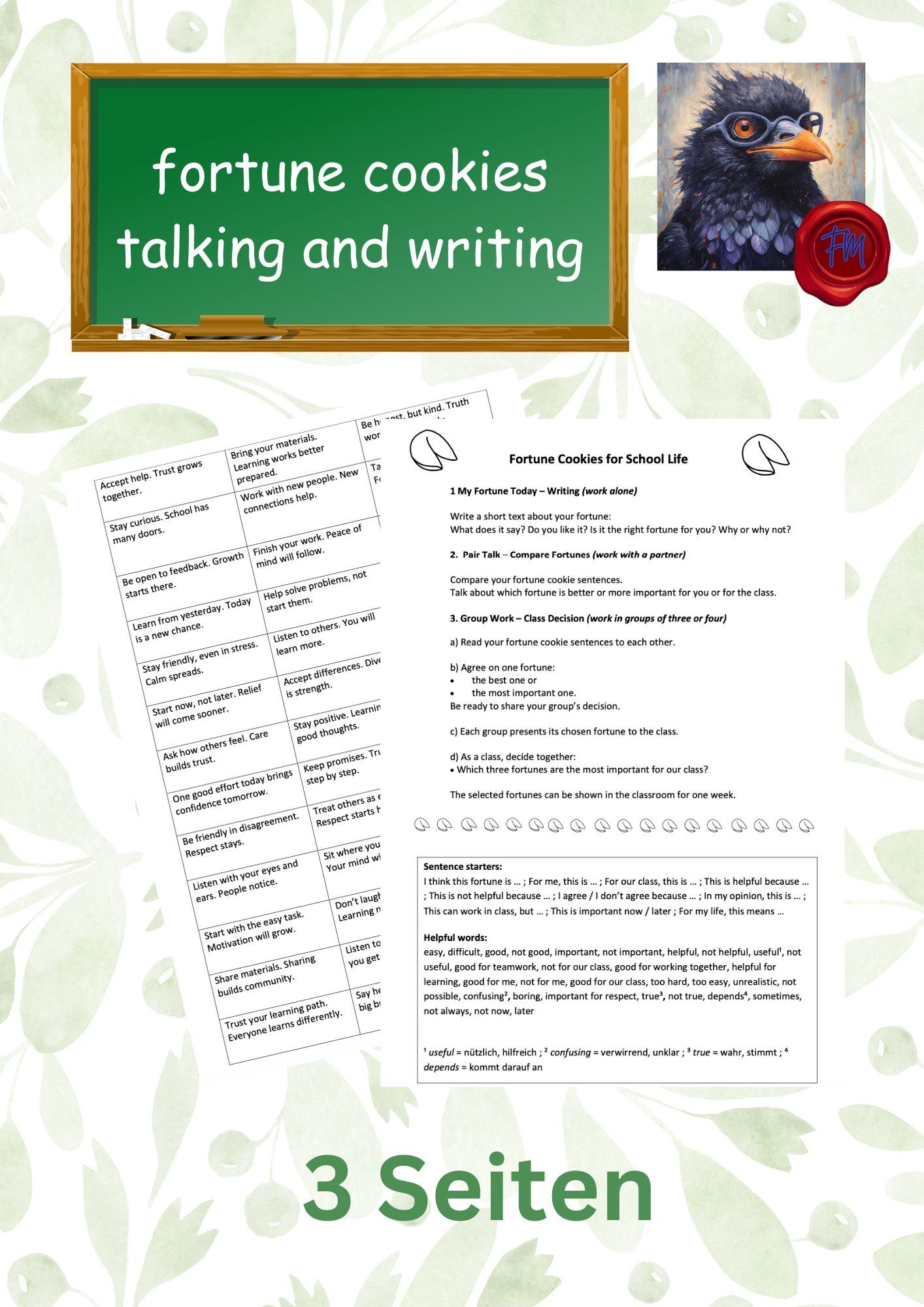 fortune cookies - talking and writing – Unterrichtsmaterial im Fach ...