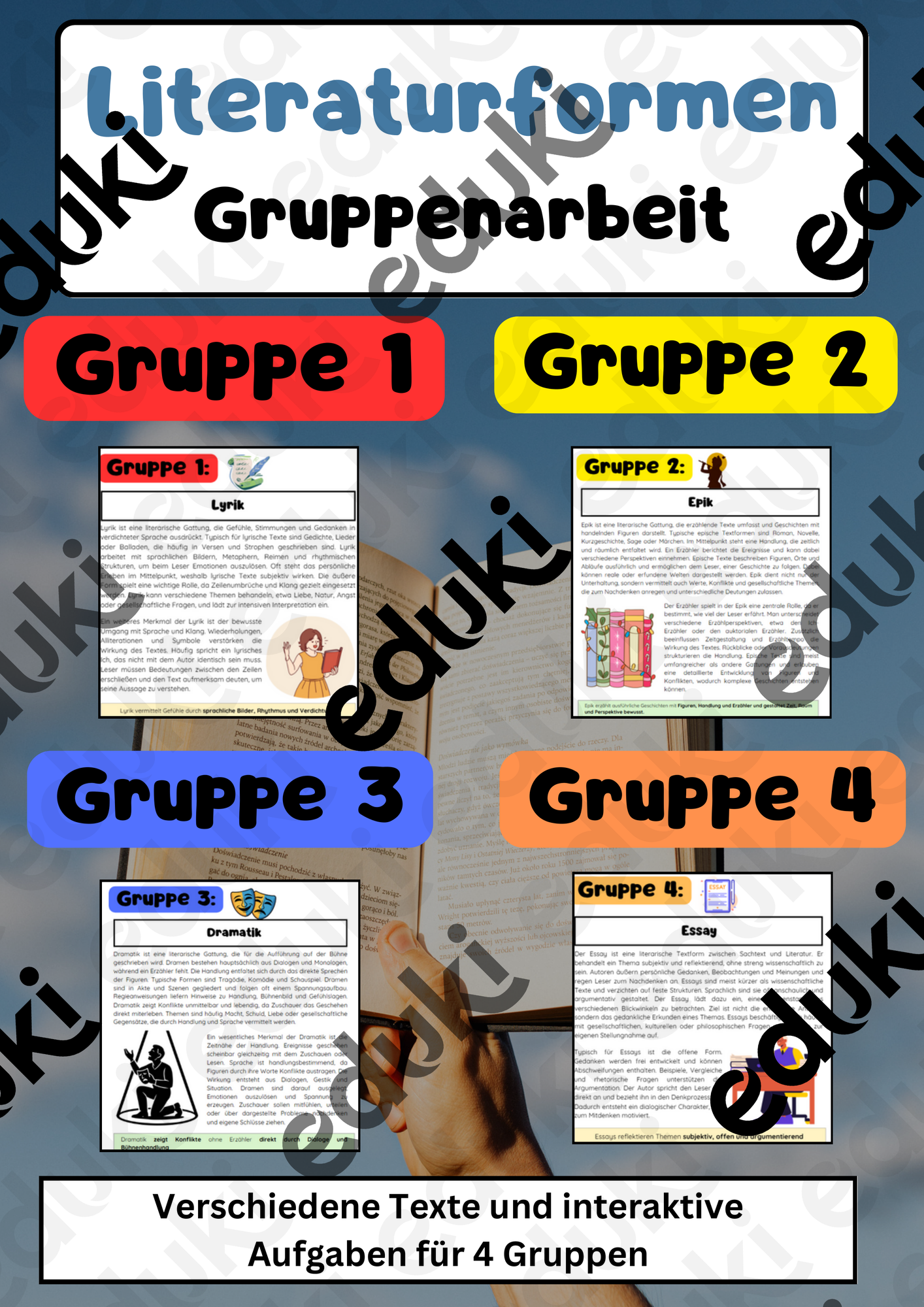 Literaturformen Gruppenarbeit: Lyrik, Epik, Dramatik & Essay ...