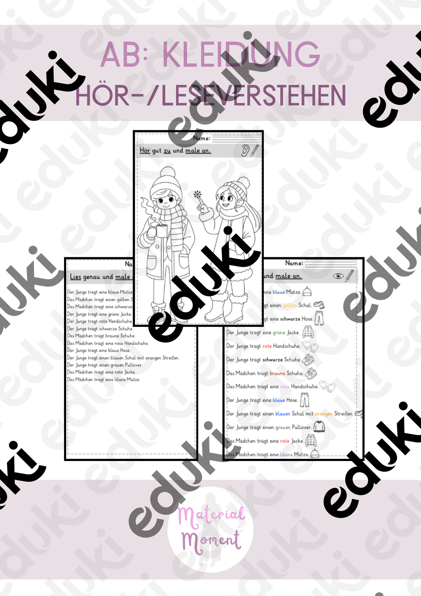 Hör- & Leseverstehen: Thema Kleidung/Farben (differenziert ...