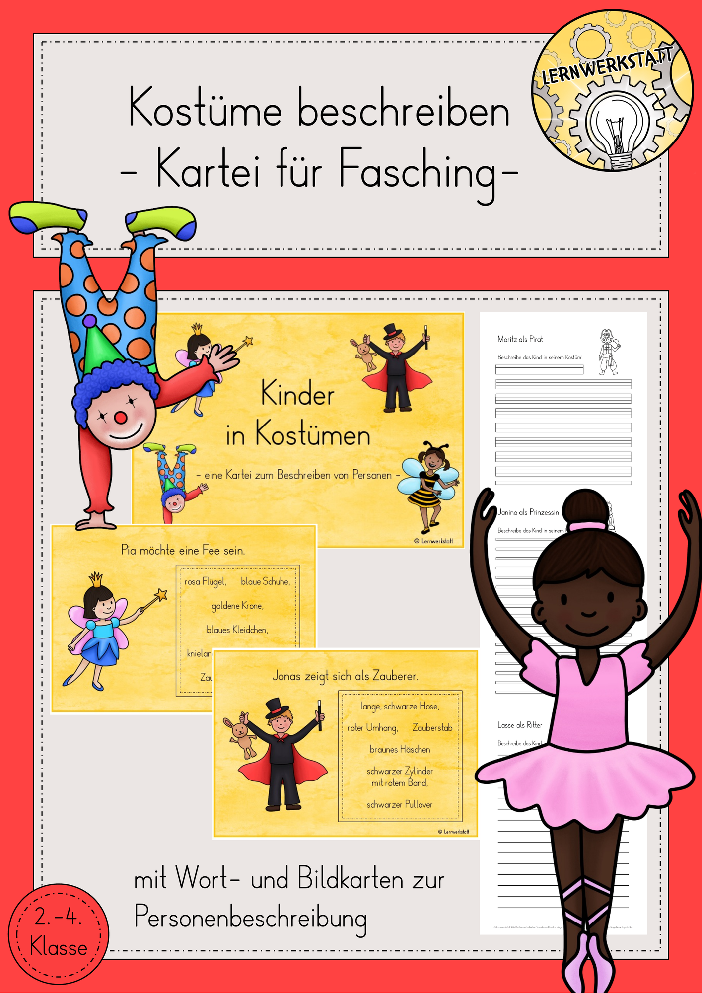 Kartei Fasching Karneval Kostüme beschreiben – Unterrichtsmaterial im ...