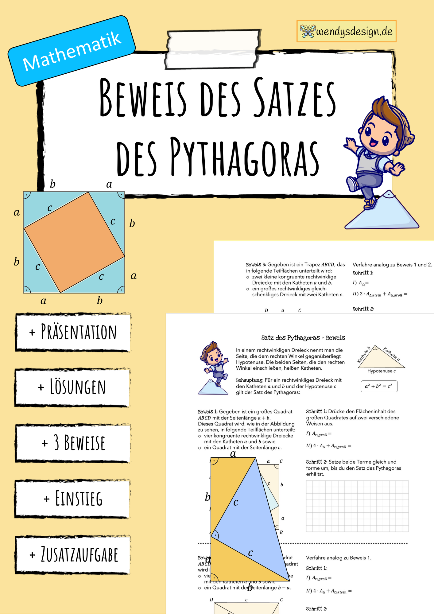 Satz des Pythagoras - Beweis – Unterrichtsmaterial im Fach Mathematik