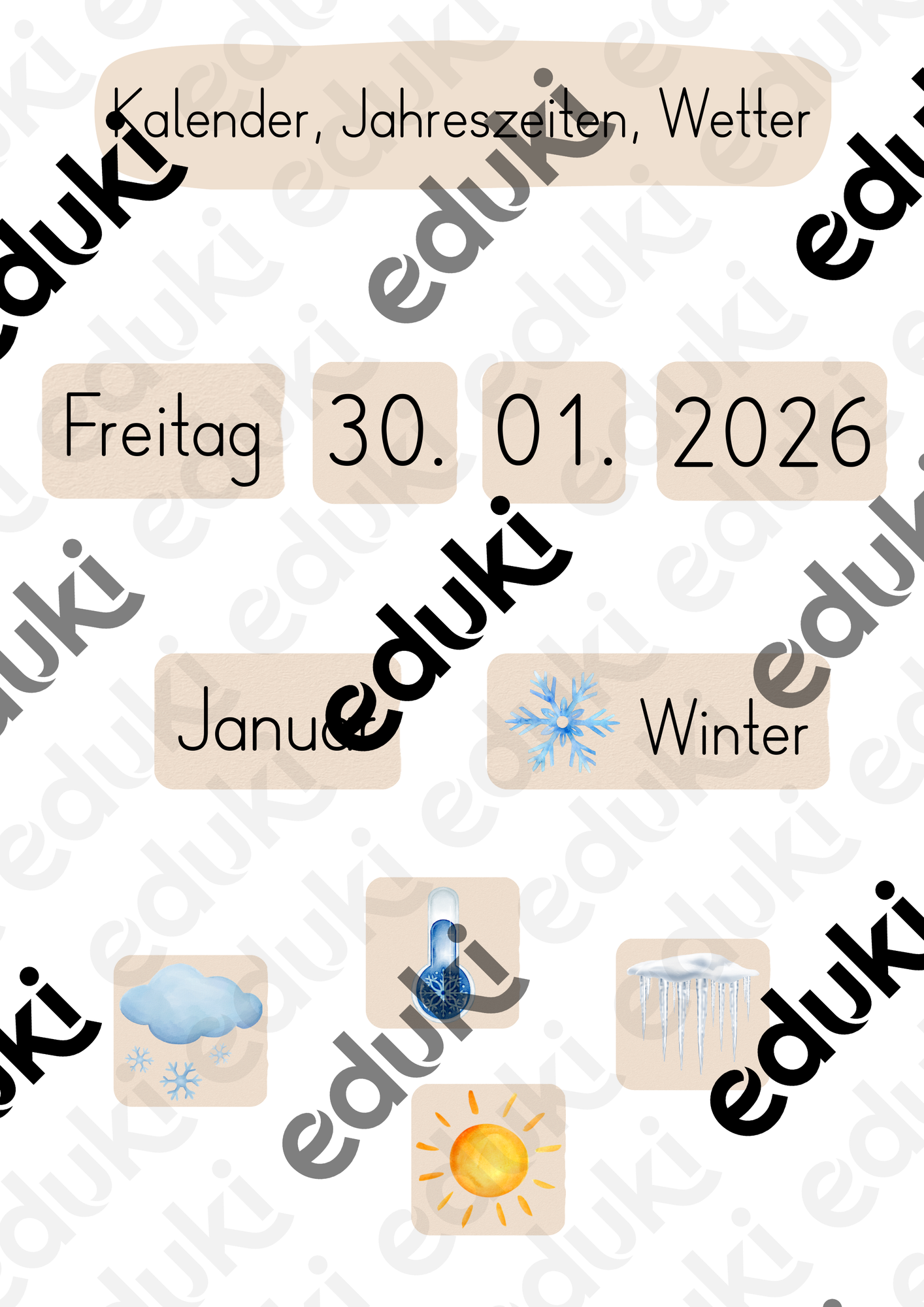 Kalender, Jahreszeiten, Wetter – Unterrichtsmaterial im Fach ...