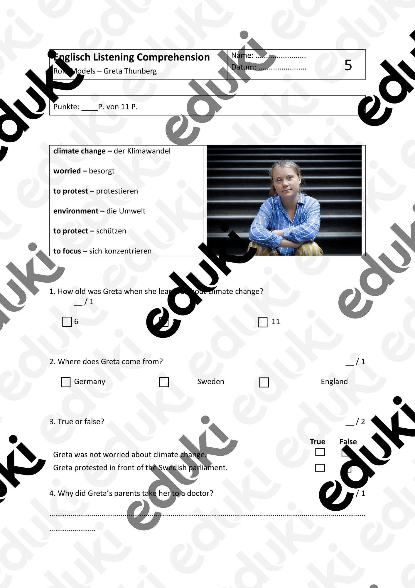 Englisch Hörverstehen - Role Models: Greta Thunberg ...