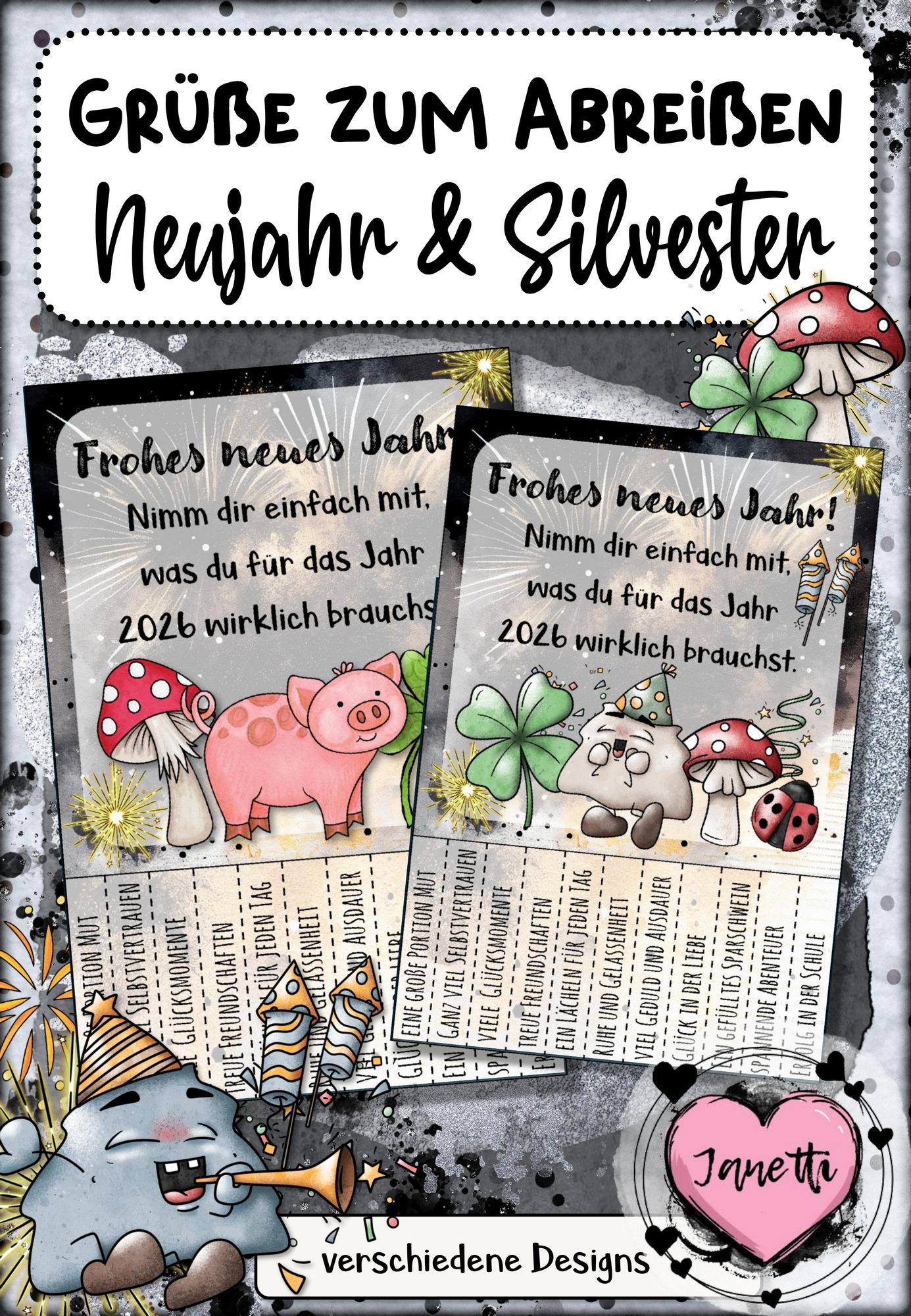 Silvestergrüße / Neujahrgrüße zum Abreißen – Unterrichtsmaterial im ...