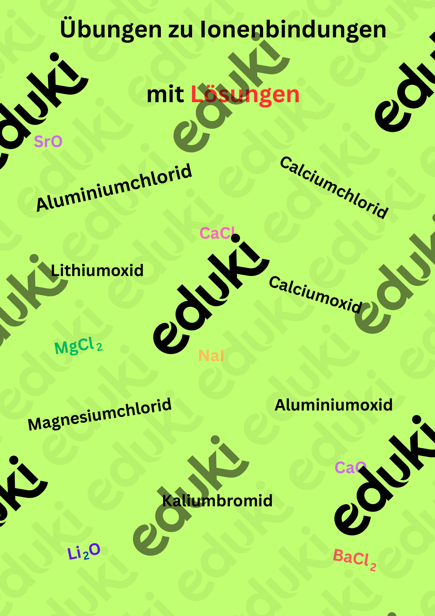 Übungen zu Ionenbindung mit Lösungen – Unterrichtsmaterial im Fach Chemie
