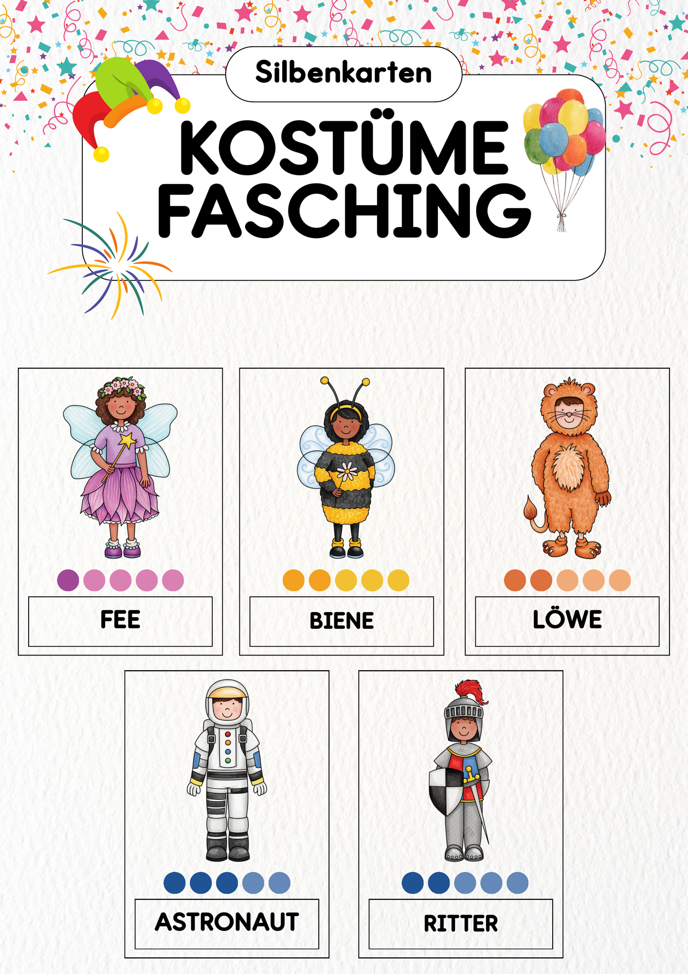 Bild- und Wortkarten Fasching | Silbenkarten Karneval ...