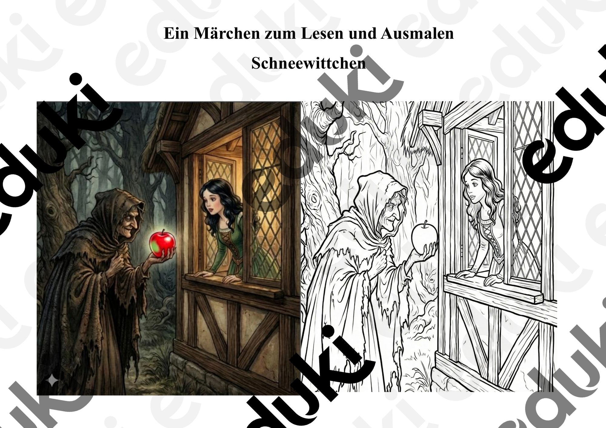Märchen zum Lesen und Ausmalen - Schneewittchen – Unterrichtsmaterial ...
