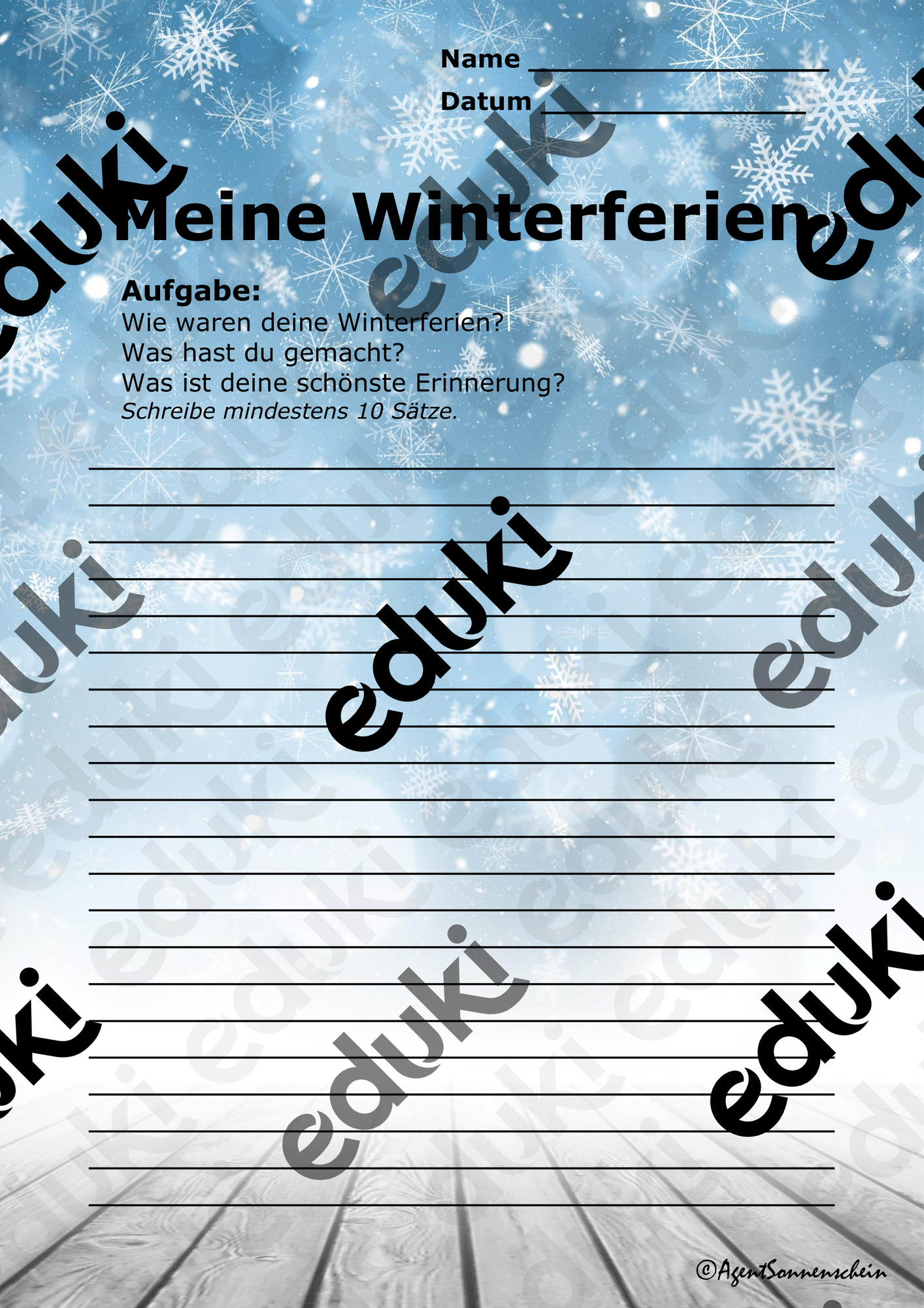 Meine Winterferien – Unterrichtsmaterial im Fach Deutsch