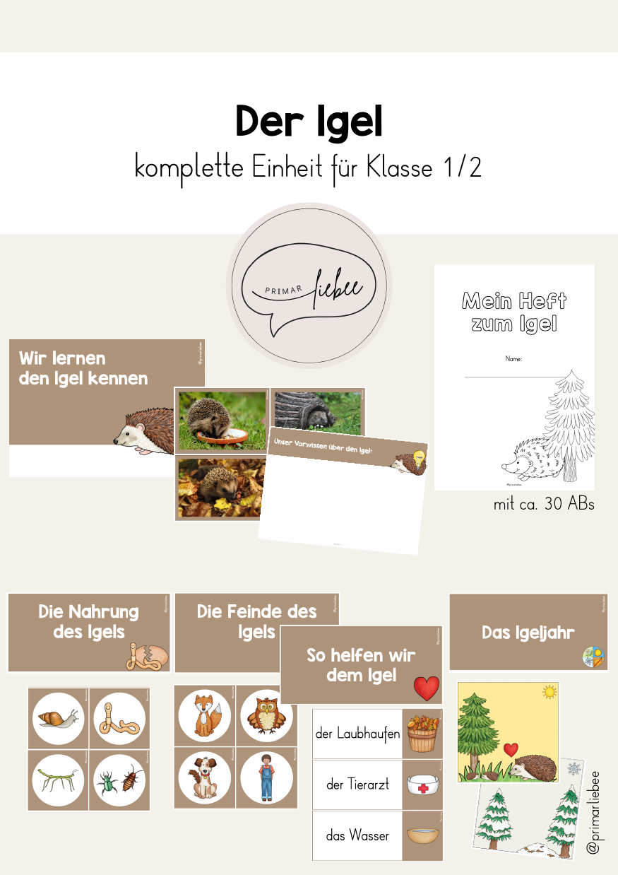 Der Igel: komplette Einheit – Unterrichtsmaterial im Fach Sachunterricht