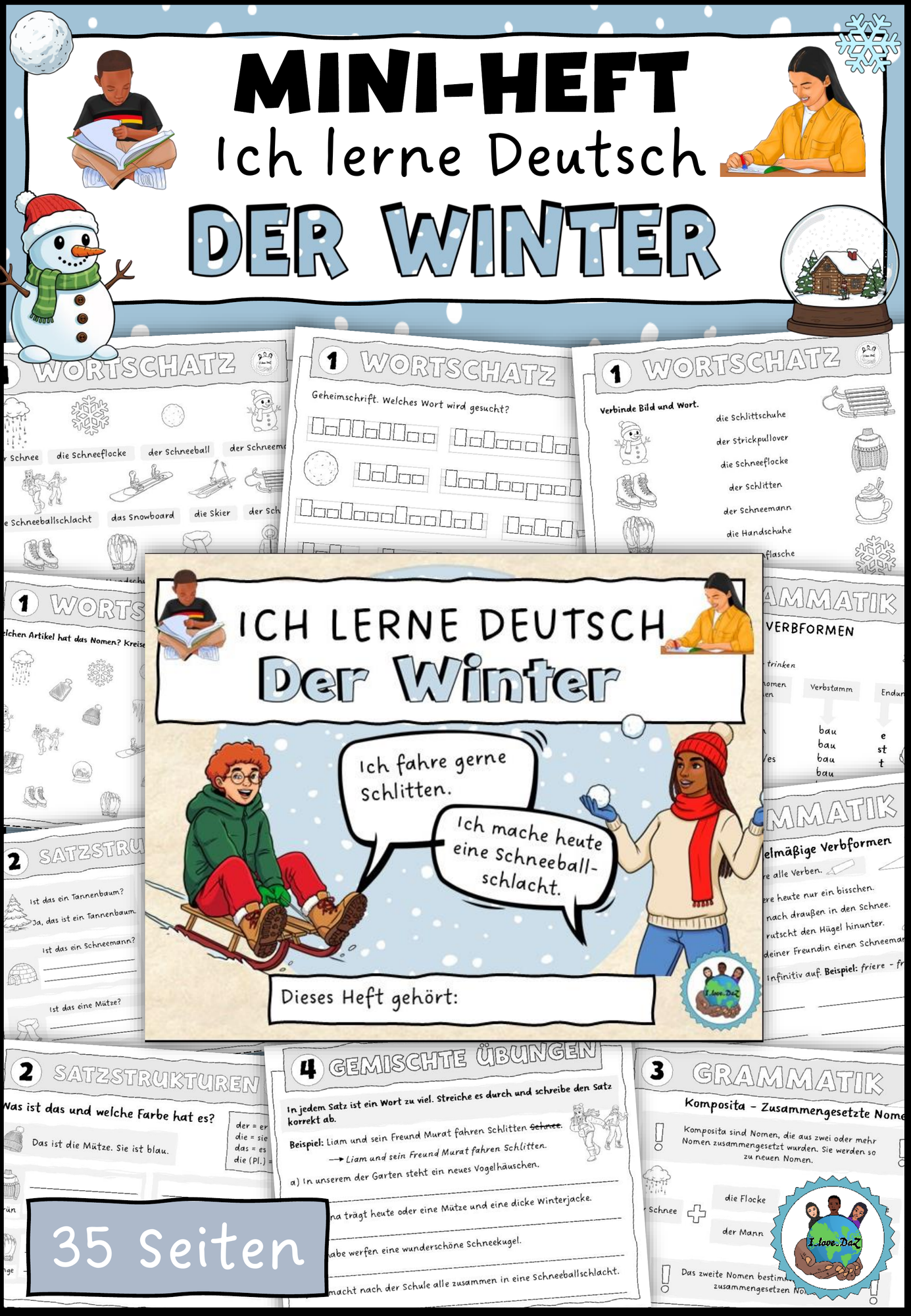 Mini-Heft - Ich lerne Deutsch - Der Winter - Selbstlernheft für DaZ ...