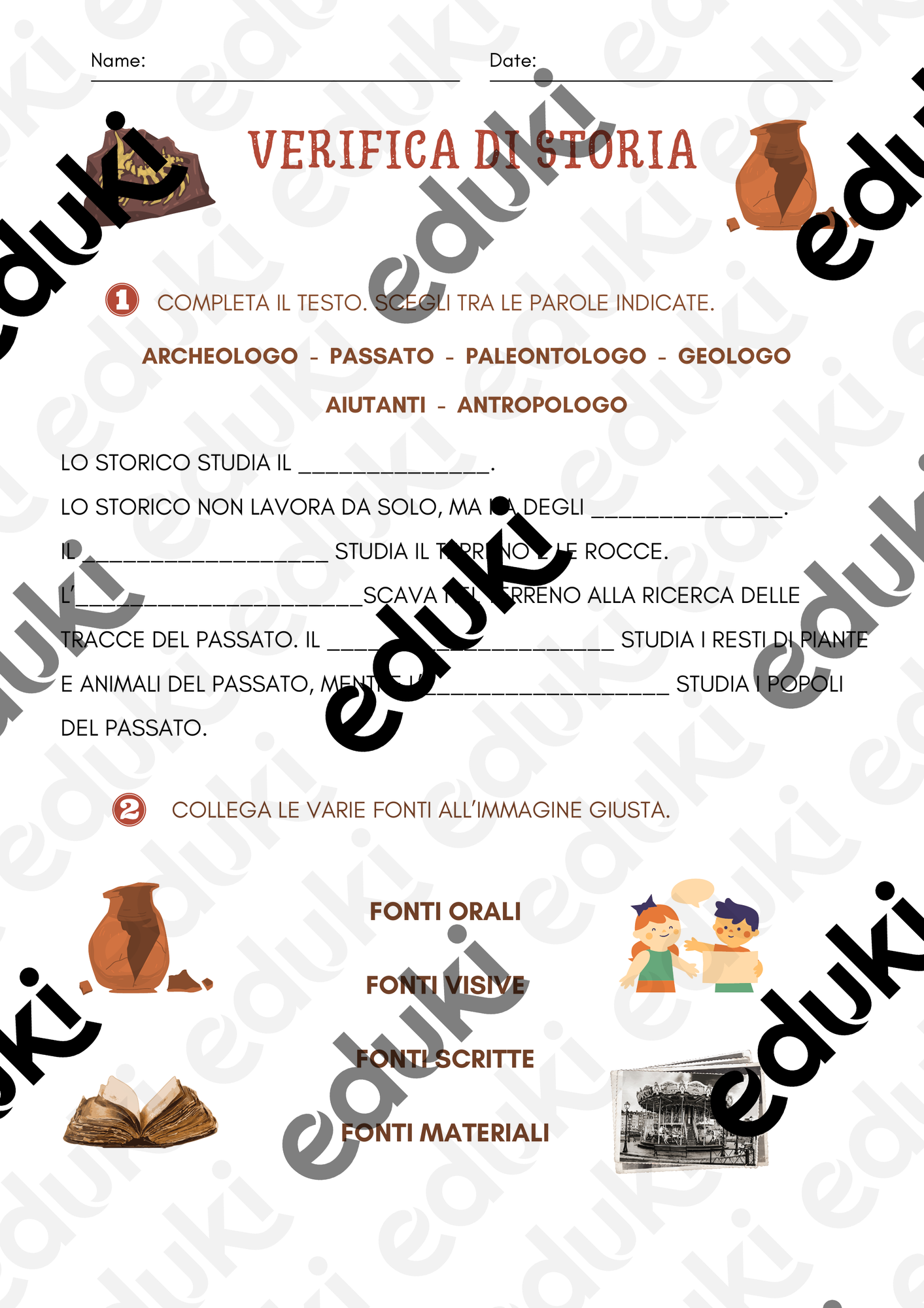 VERIFICA DI STORIA- la storia e lo storico - Materiale didattico per la ...