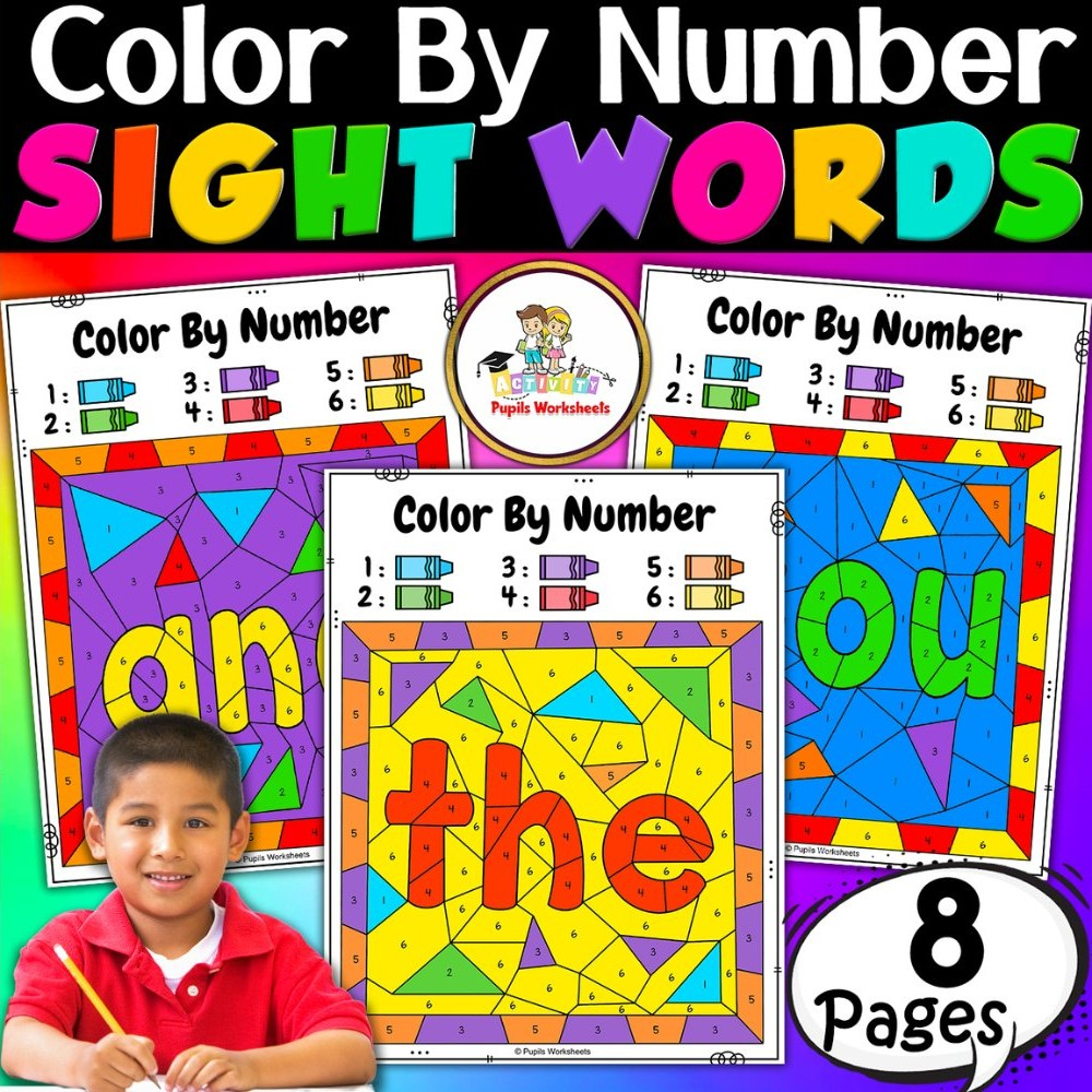 Sight Words Color by Number Worksheets – Unterrichtsmaterial in den ...